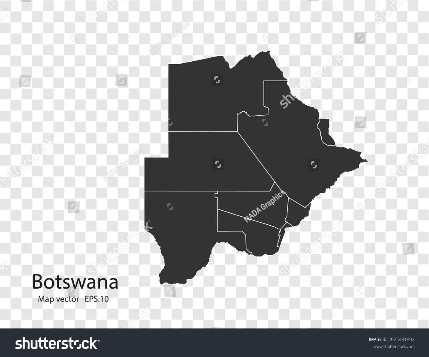 Botswana Map Vector Isolated On Transparent Stock Vector (Royalty Free ...