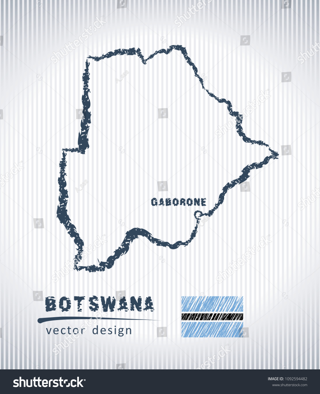 Botswana Vector Chalk Drawing Map Isolated: vector de stock (libre de ...