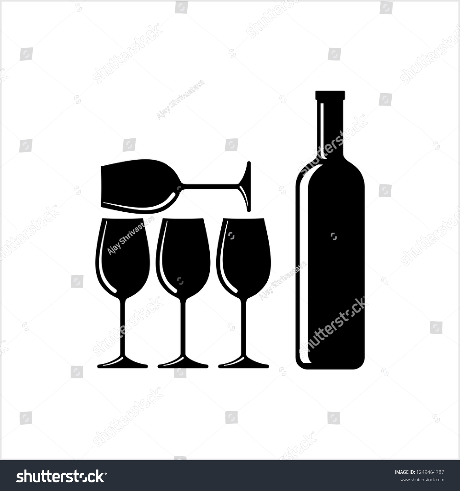 Bottle Wine Glass Design Vector Art Stock Vector Royalty Free 1249464787 Shutterstock