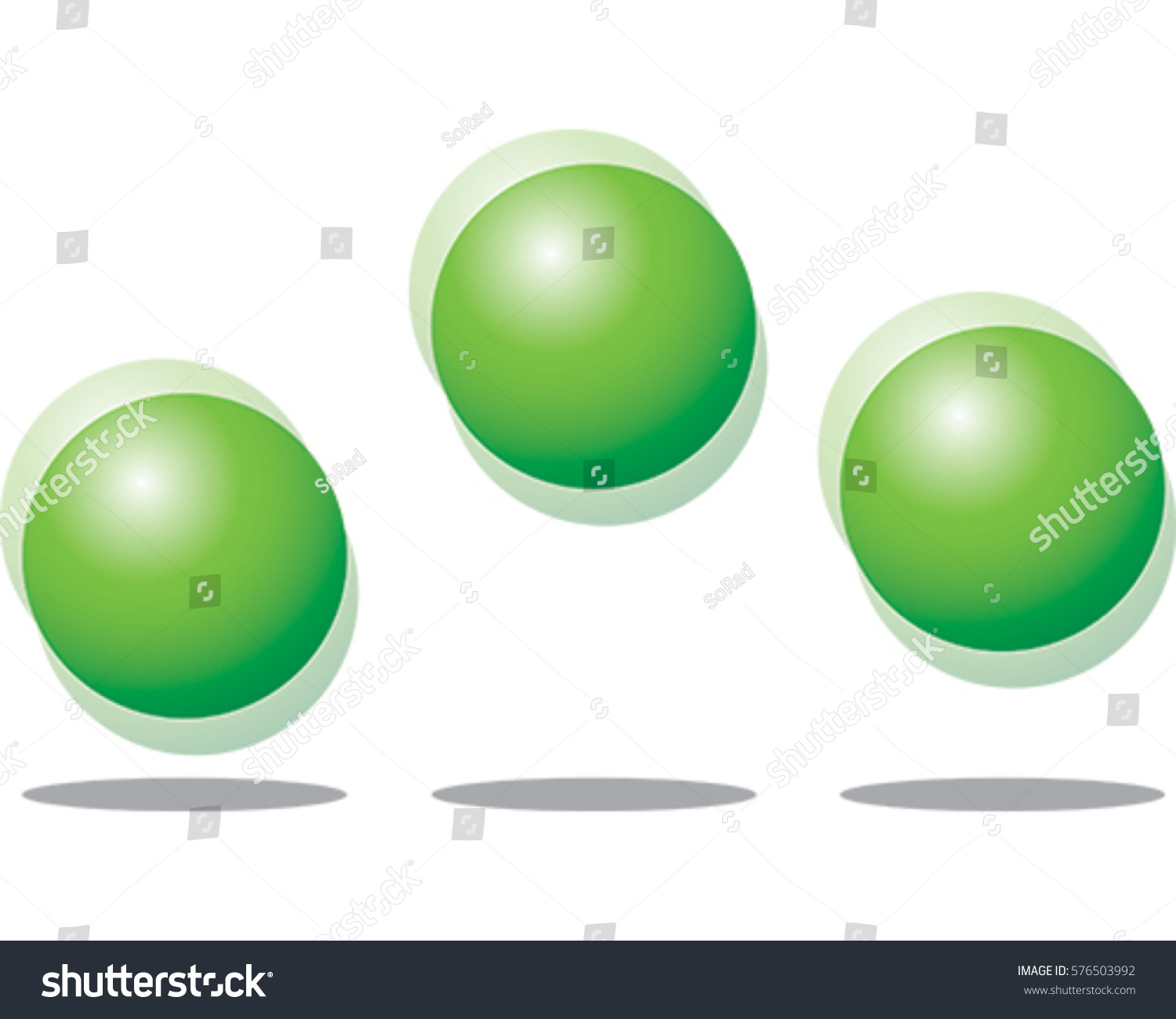 Bouncing Balls Vector Illustration Three Green: vector de stock (libre ...