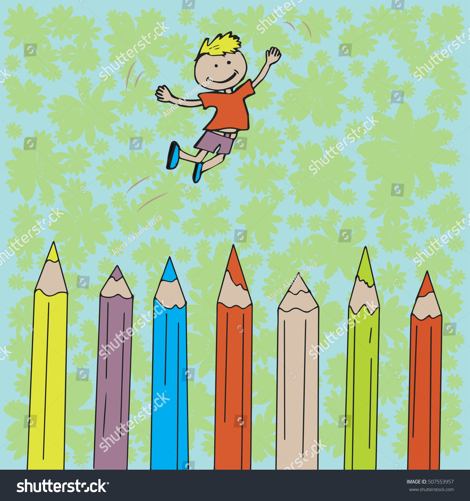 Bouncing Boy Stock Vector (Royalty Free) 507553957 | Shutterstock