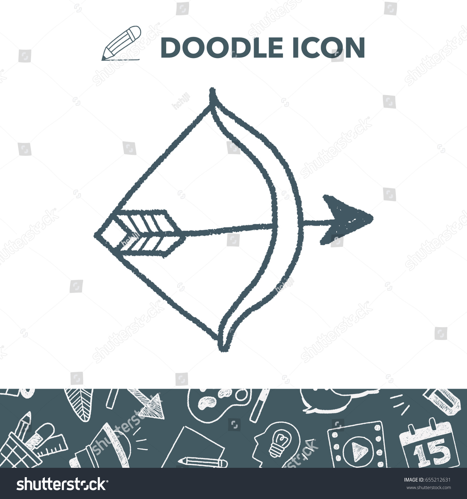Bow Arrow Doodle Stock Vector (Royalty Free) 655212631