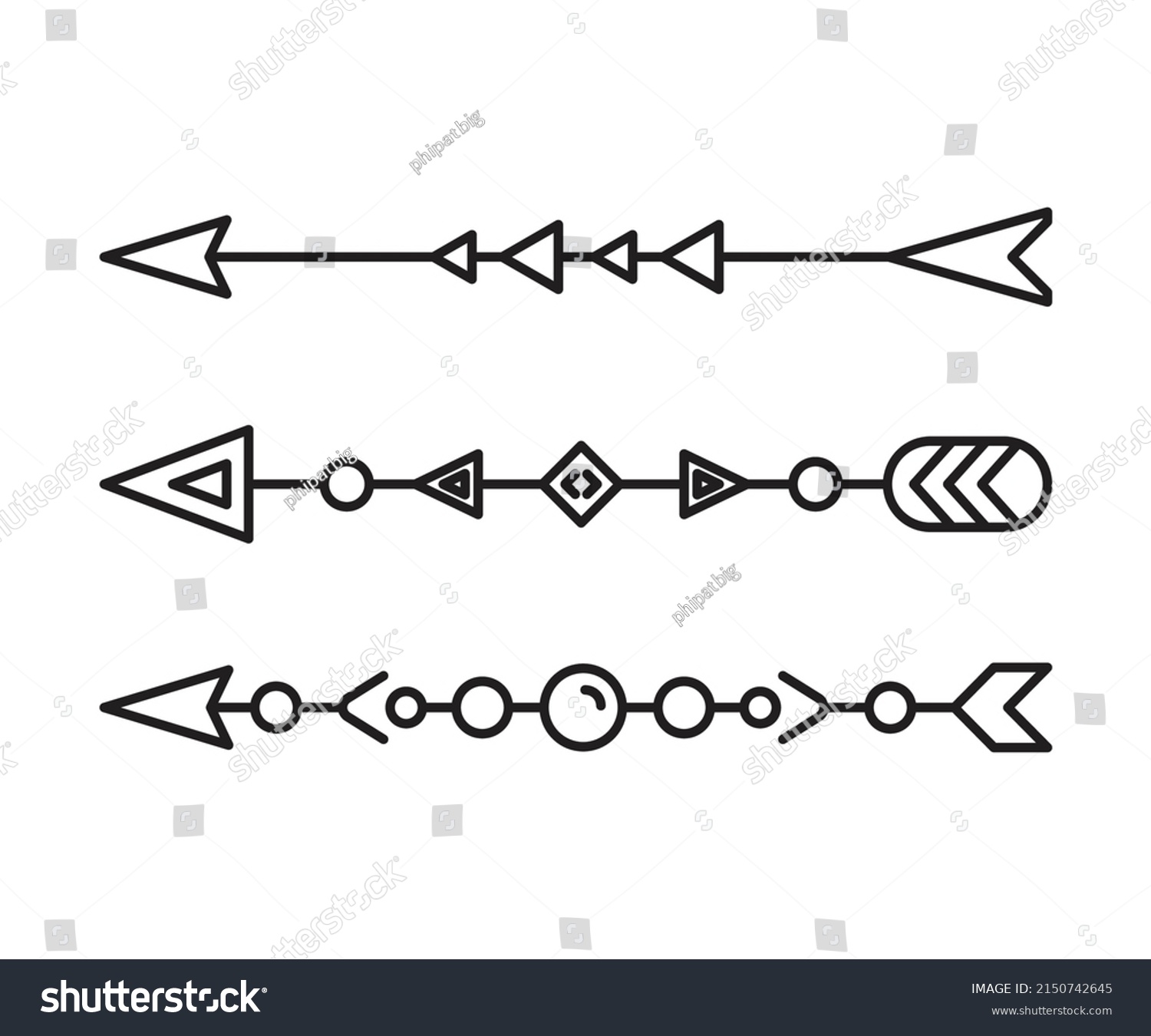 Bow Arrows Separator Line Illustration Stock Vector (Royalty Free ...