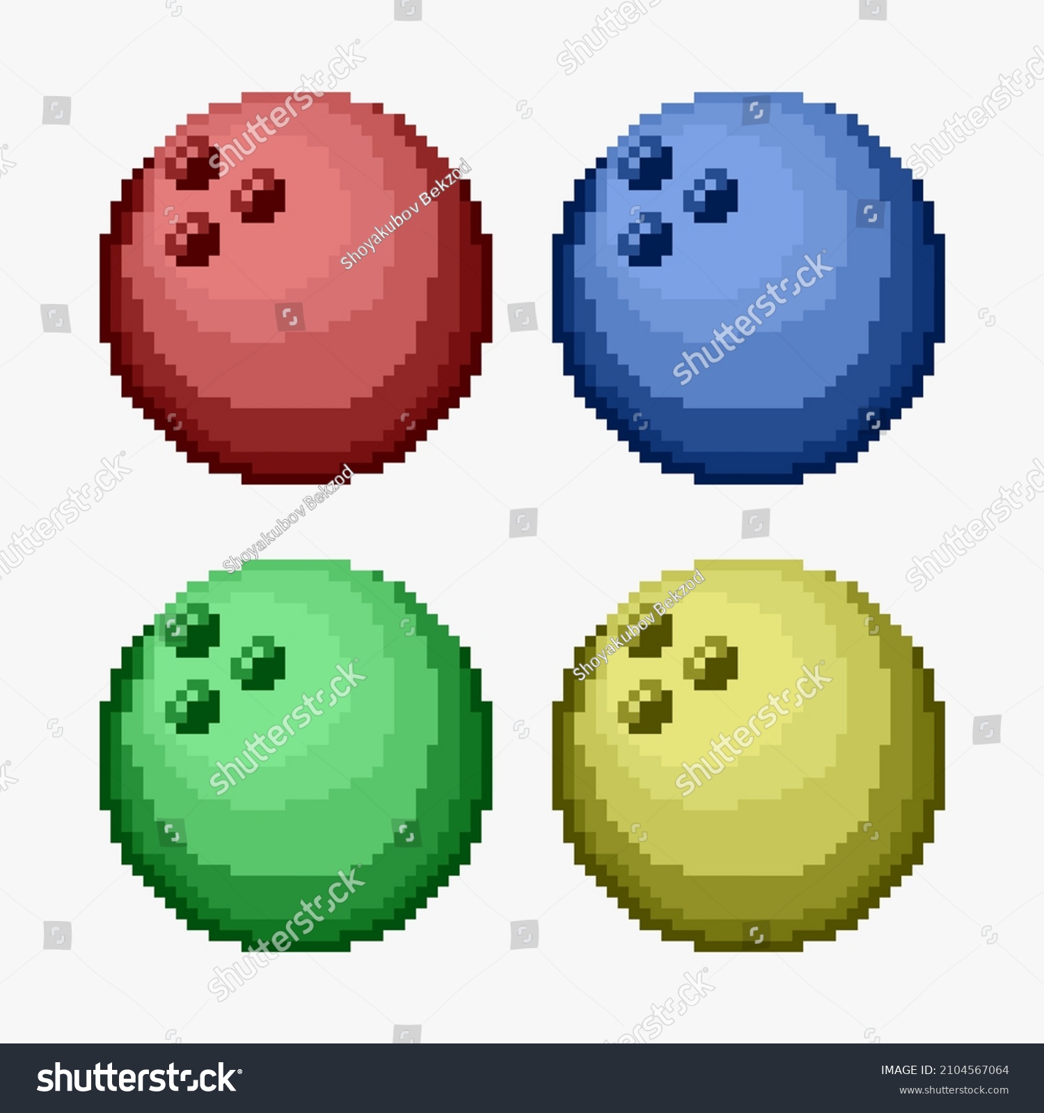 Bowling Balls Set Pixel Art Stock Vector (Royalty Free) 2104567064 ...