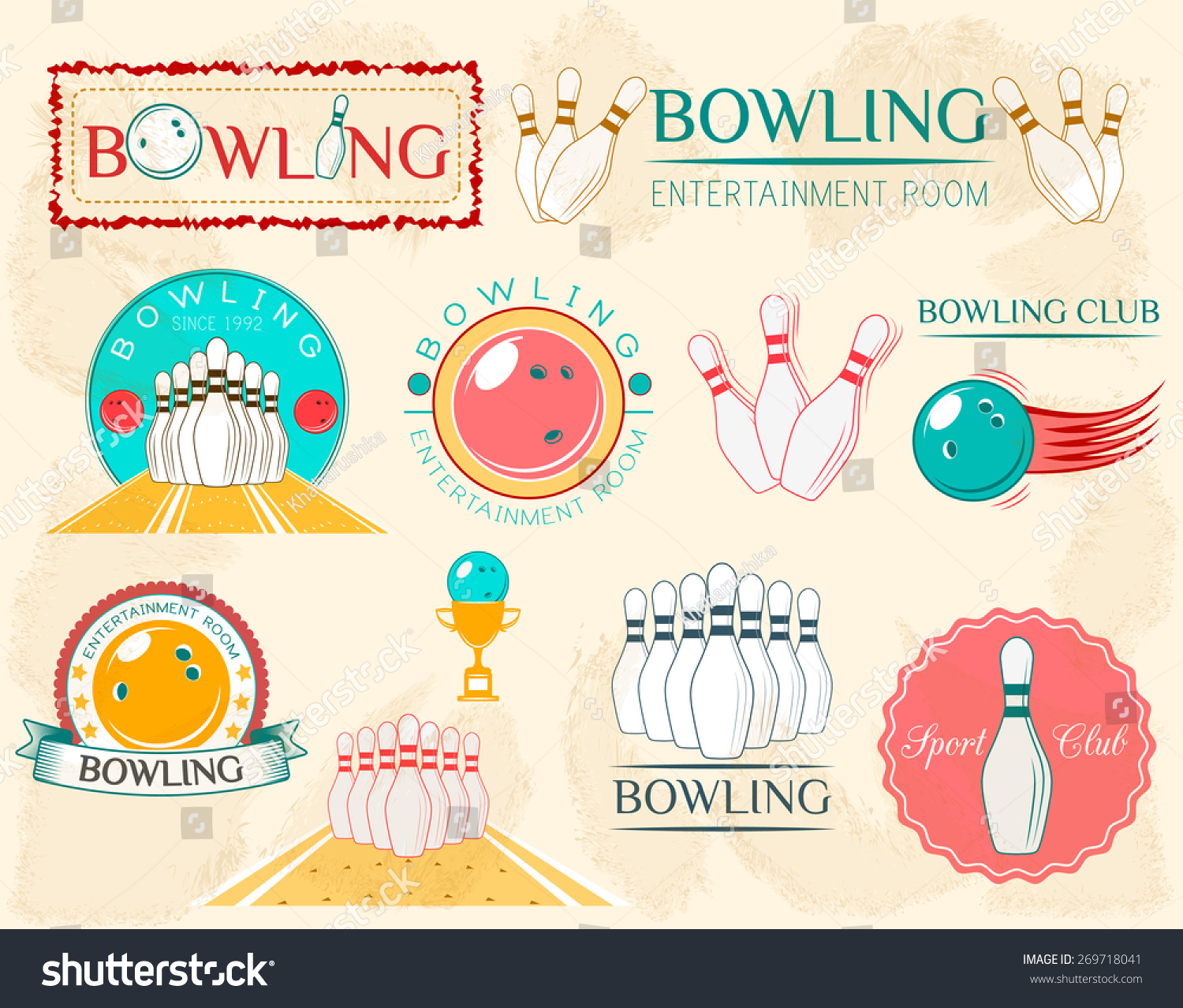 Bowling Design Set Vector Illustration Stock Vector (Royalty Free ...