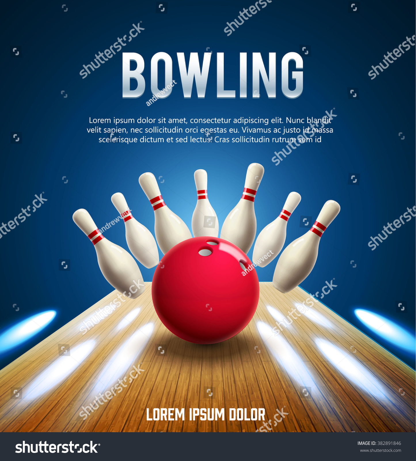 Bowling Realistic Theme Eps 10 Stock Vector (Royalty Free) 382891846