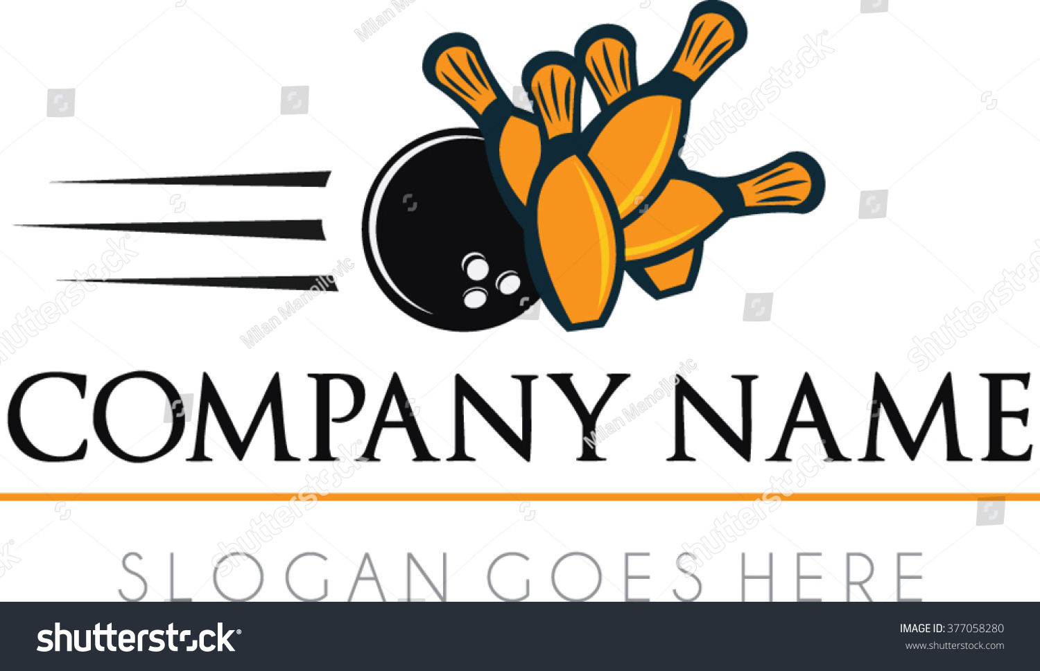 Bowling Strike Shot Flat Logo Vector Stock Vector (Royalty Free) 377058280