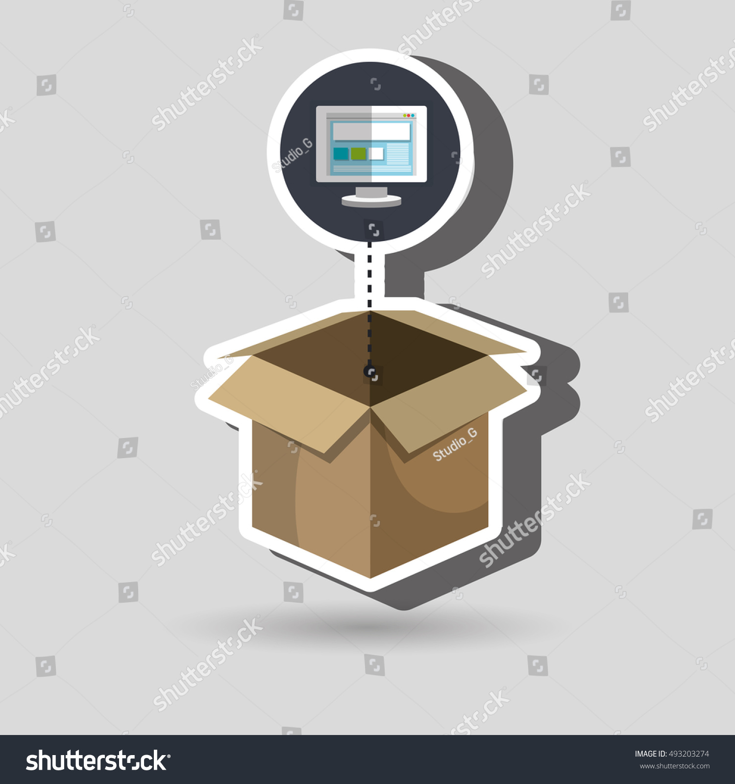 Box Carton Screen Pc Laptop Stock Vector (Royalty Free) 493203274 ...