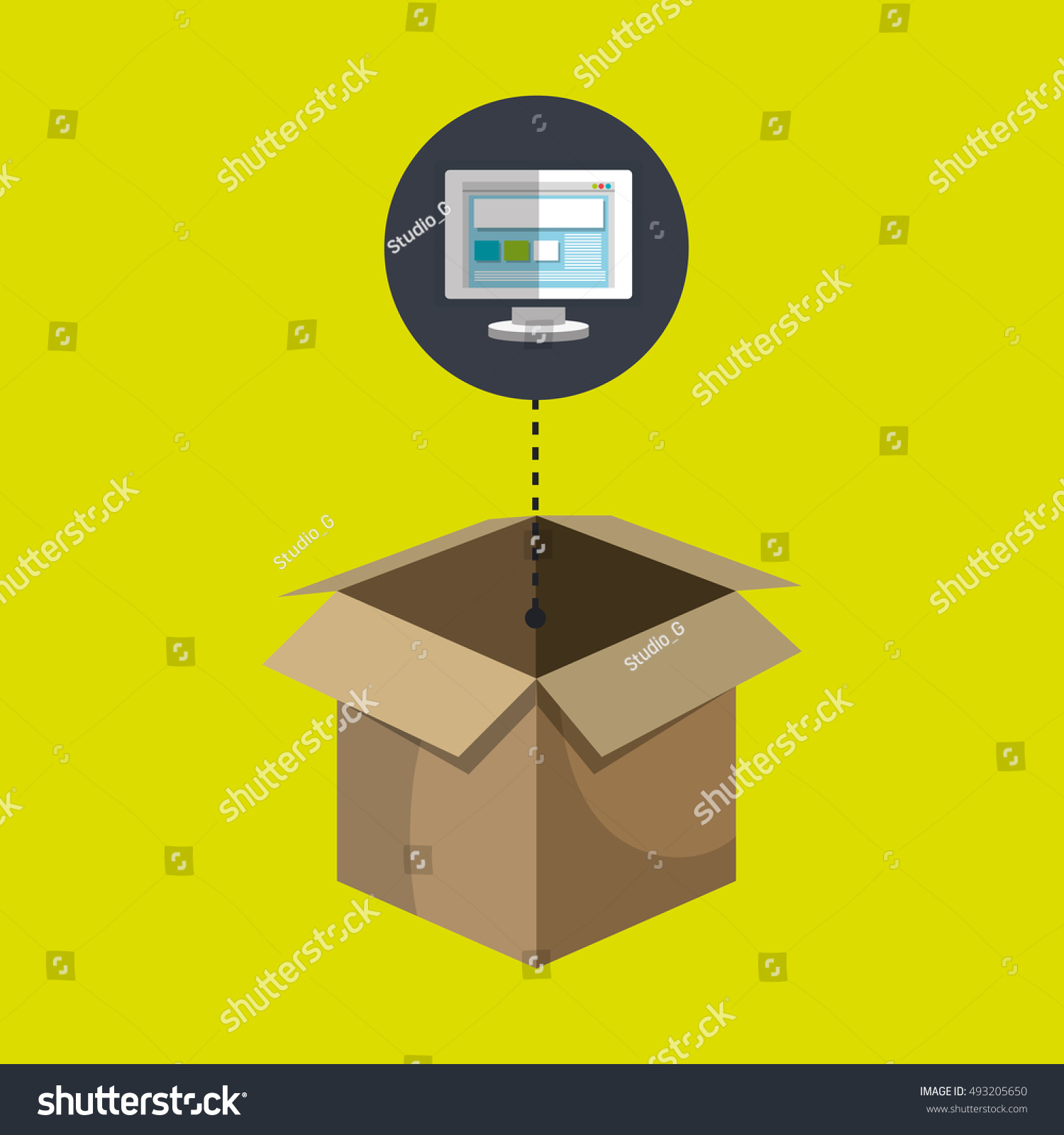 Box Carton Screen Pc Laptop Stock Vector (Royalty Free) 493205650 ...