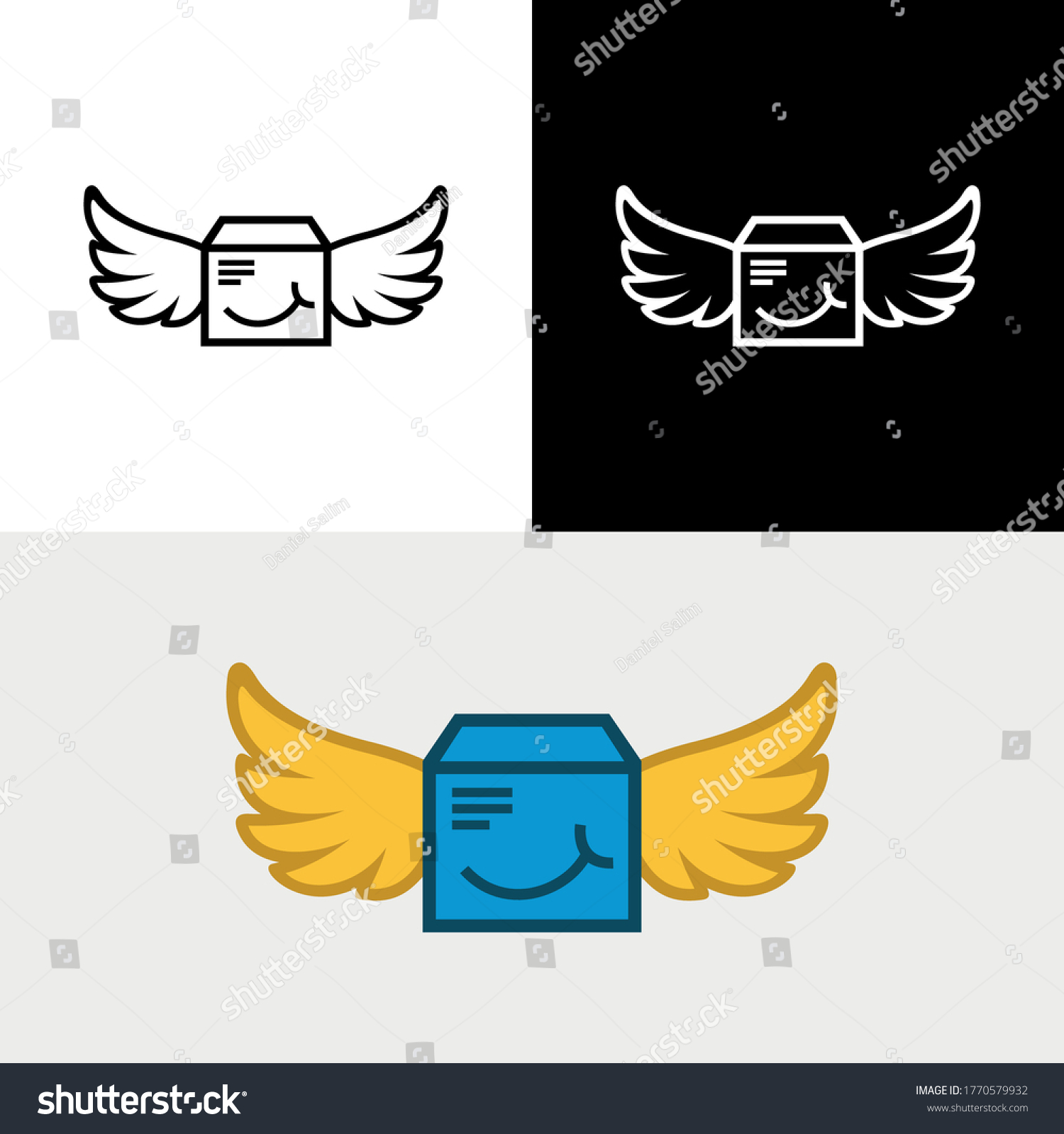 Box Fly Delivery Express Wing Logo Stock Vector (Royalty Free) 1770579932