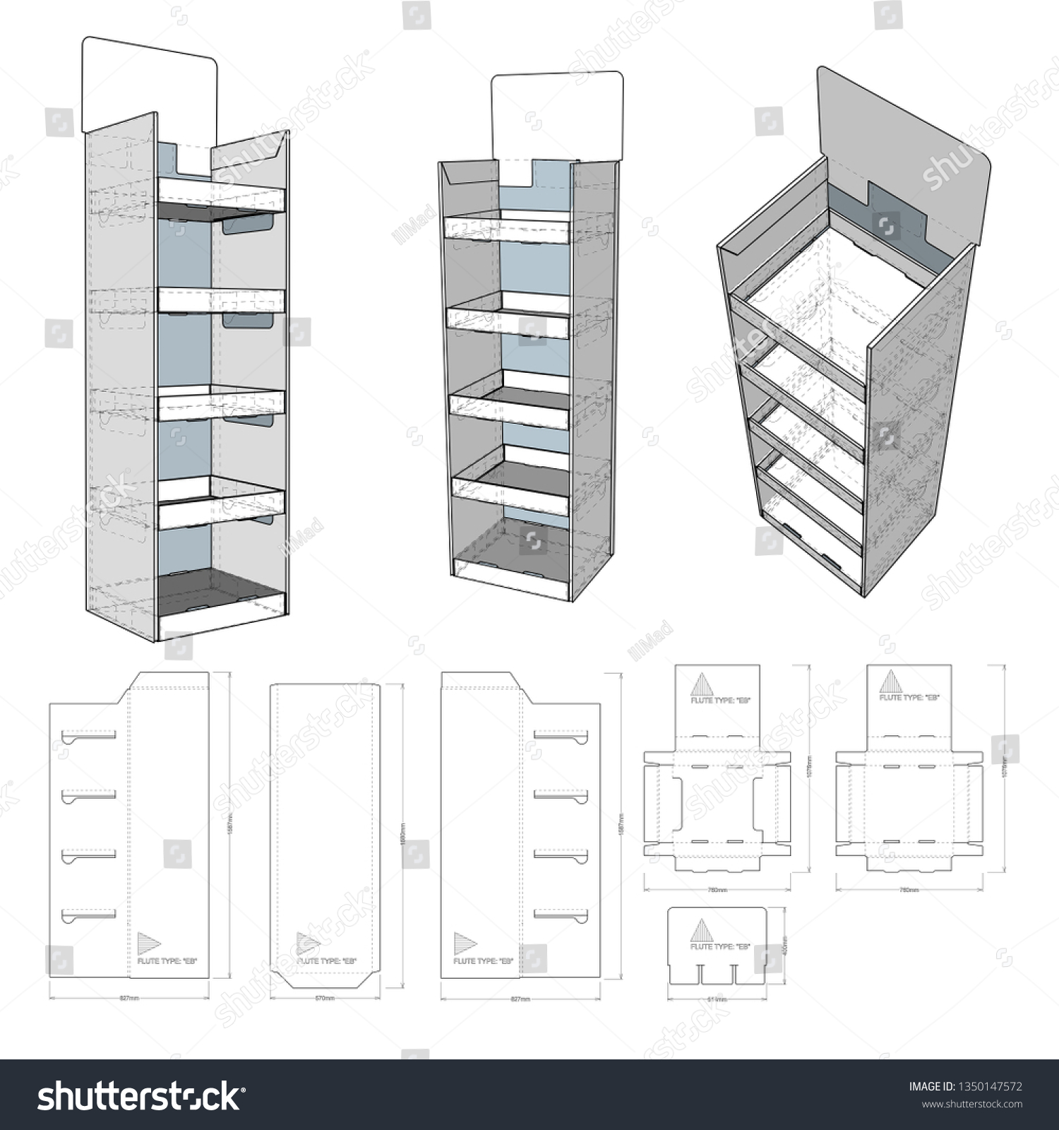 Box Display Stand Diecut Pattern: เวกเตอร์สต็อก (ปลอดค่าลิขสิทธิ์ ...