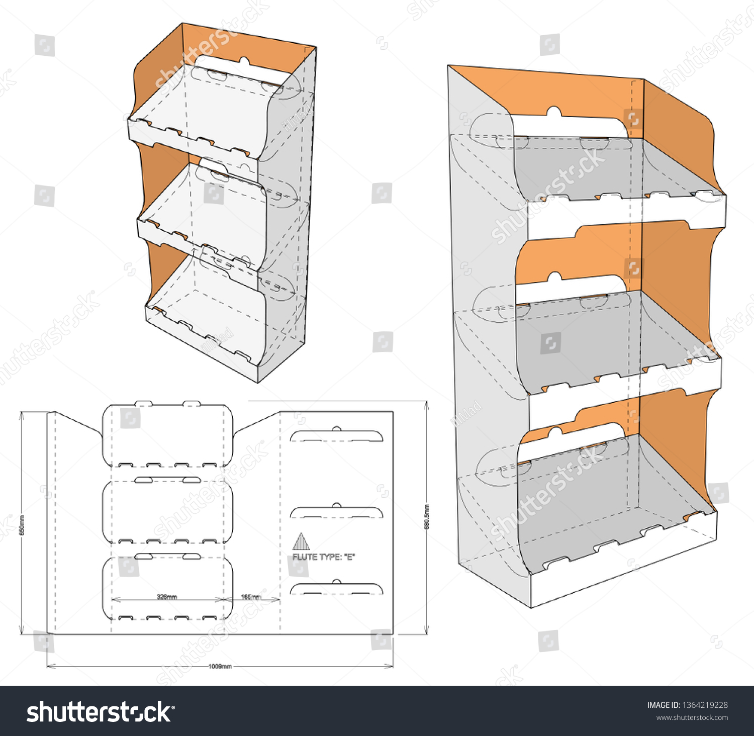Box Display Stand Diecut Pattern: vector de stock (libre de regalías ...