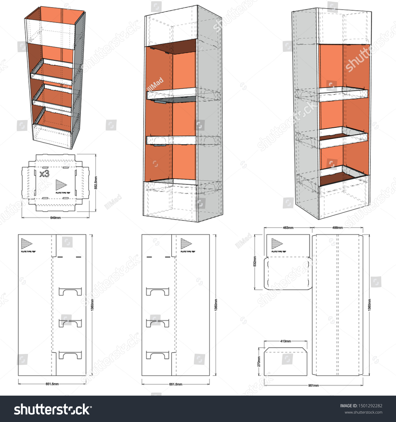 Box Display Stand Diecut Pattern Stock Vector (Royalty Free) 1501292282