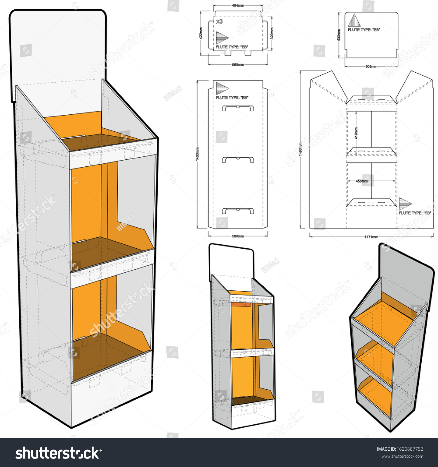 Box Display Stand Diecut Pattern: vector de stock (libre de regalías ...