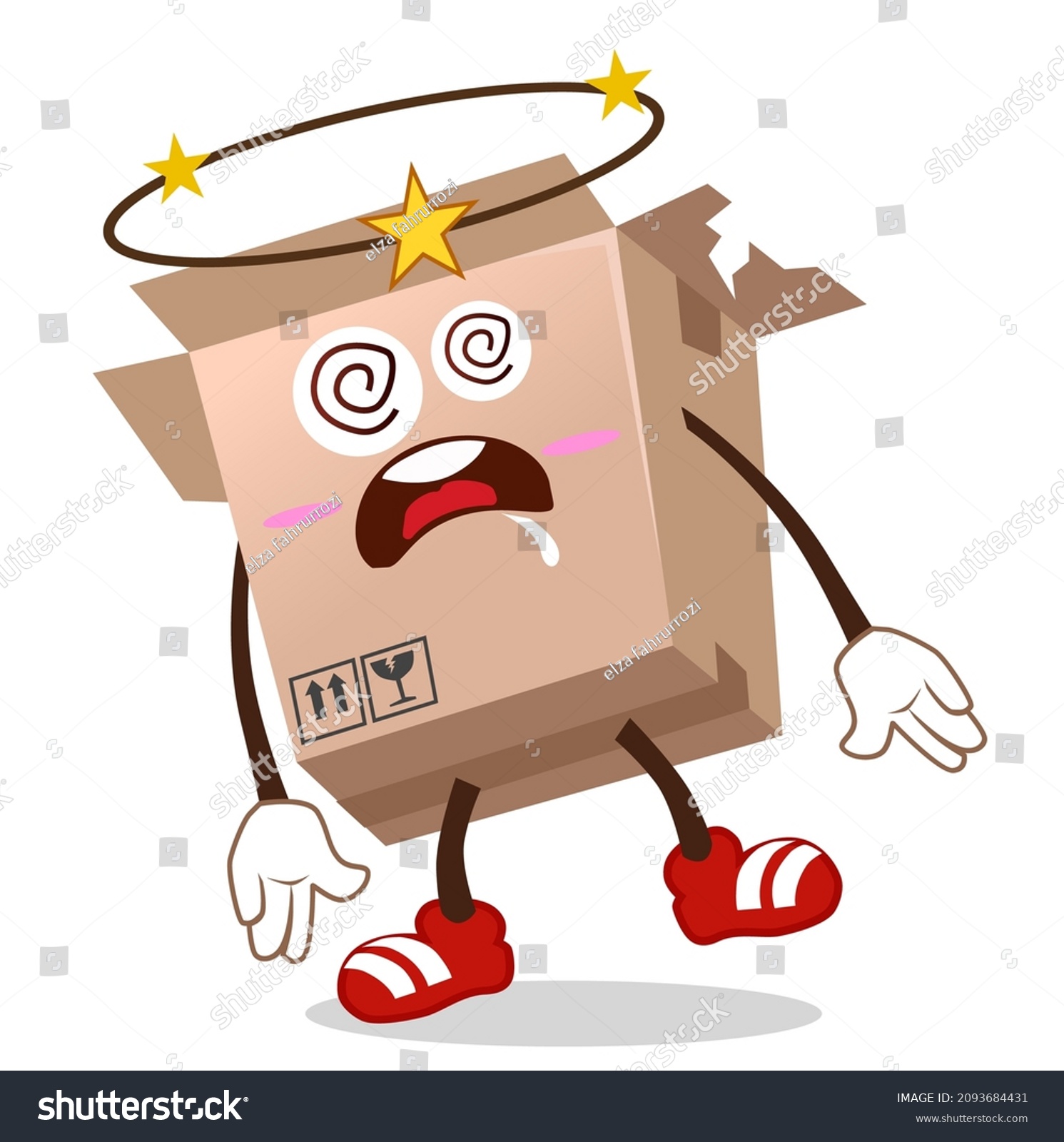Box Mascot Cartoon Vector Stock Vector (Royalty Free) 2093684431