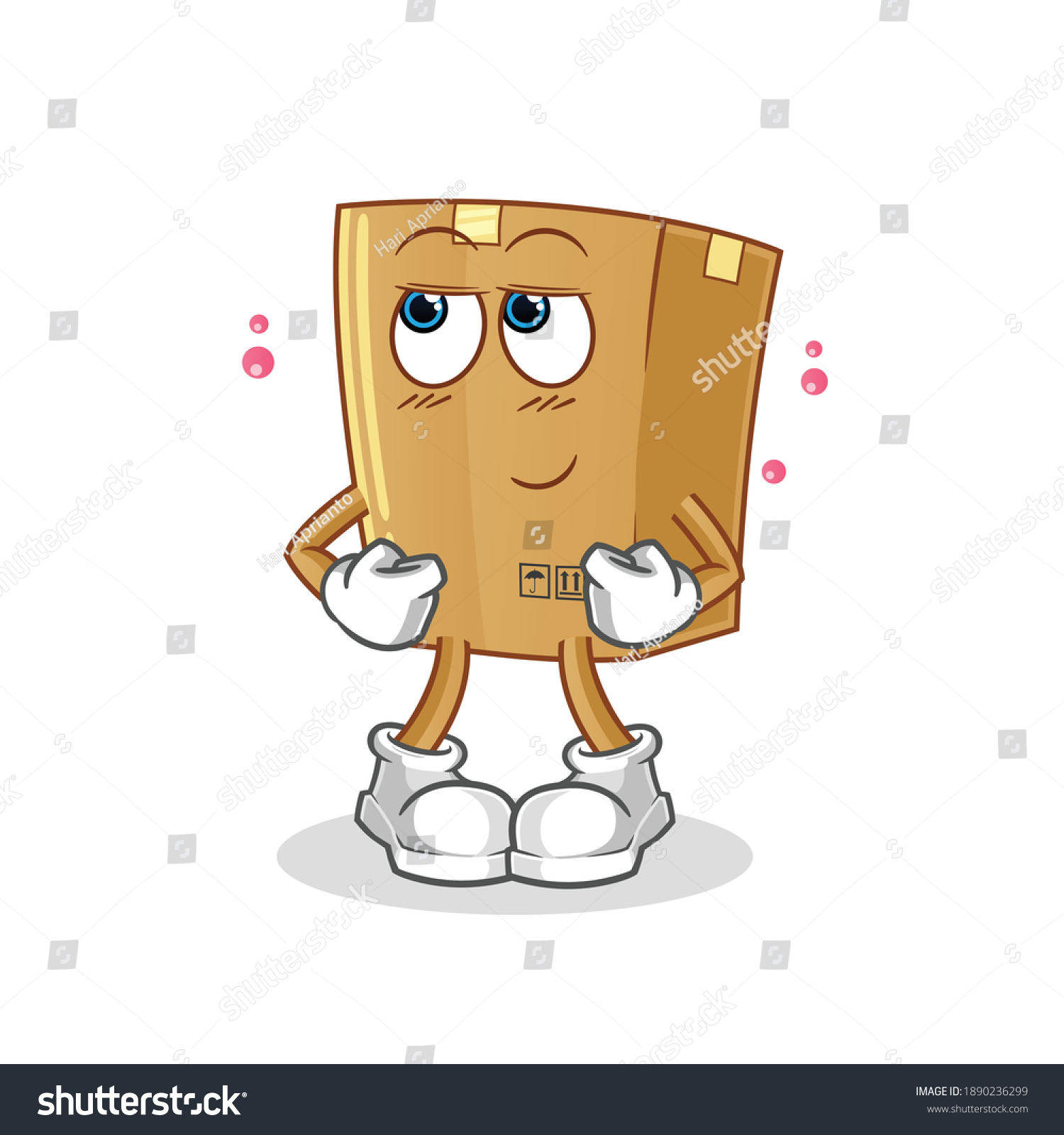 Box Shy Vector Cartoon Character Stock Vector (Royalty Free) 1890236299 ...