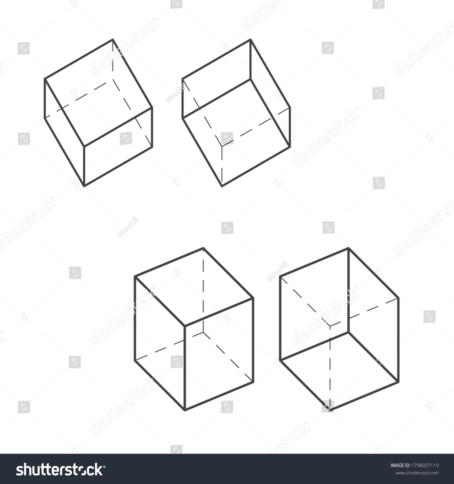 Box Technical 3d Drawing Orthographic View 库存矢量图（免版税）1798037119 ...
