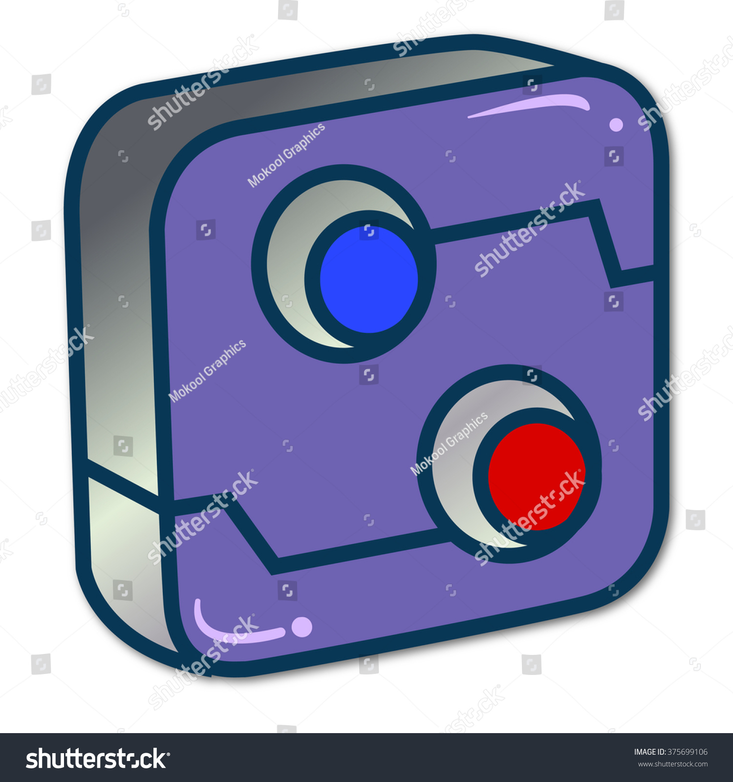 Box Button Red Blue Cartoon Vector Stock Vector (Royalty Free) 375699106