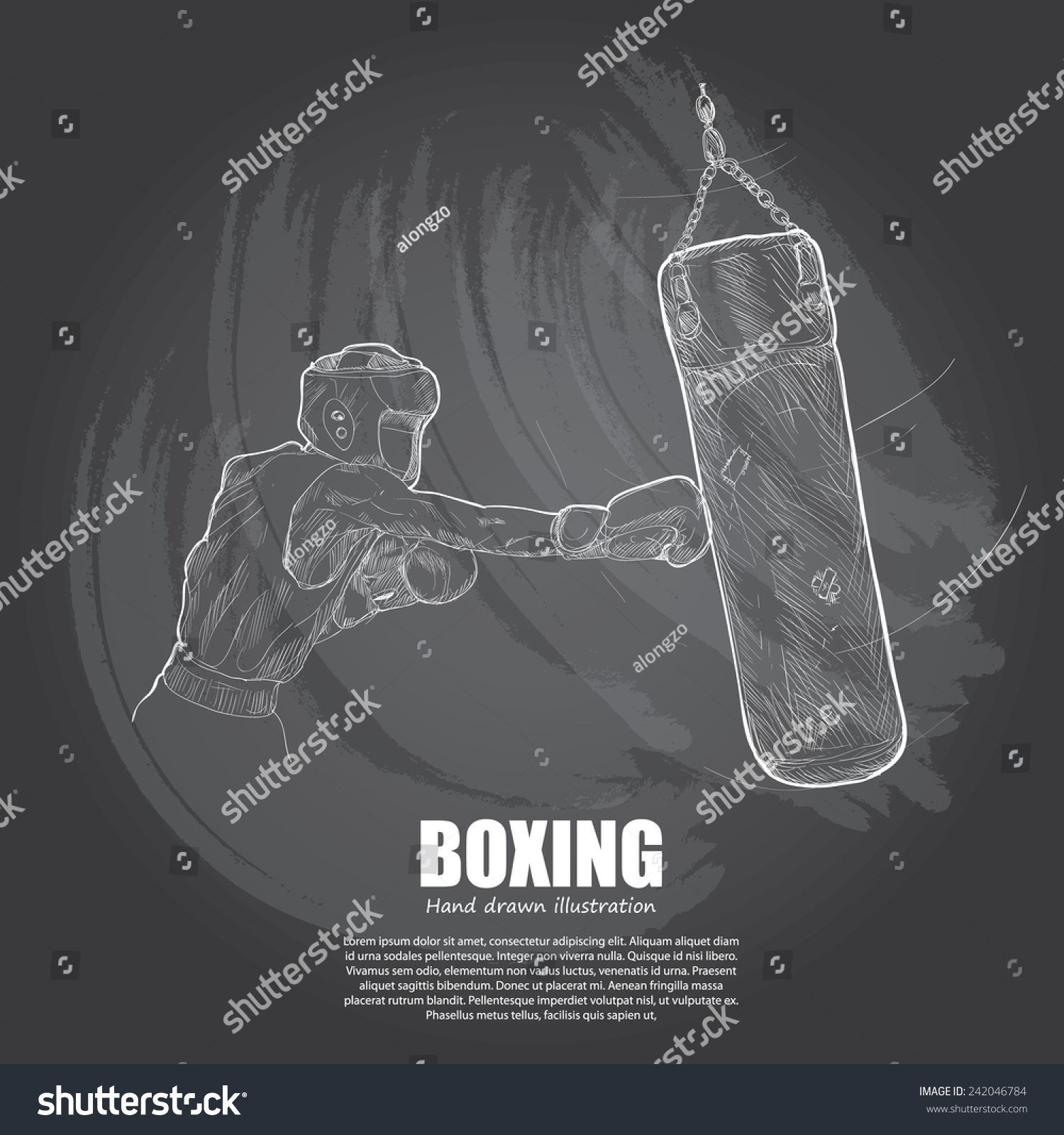 Boxing Background Design Hand Drawn: vector de stock (libre de regalías ...