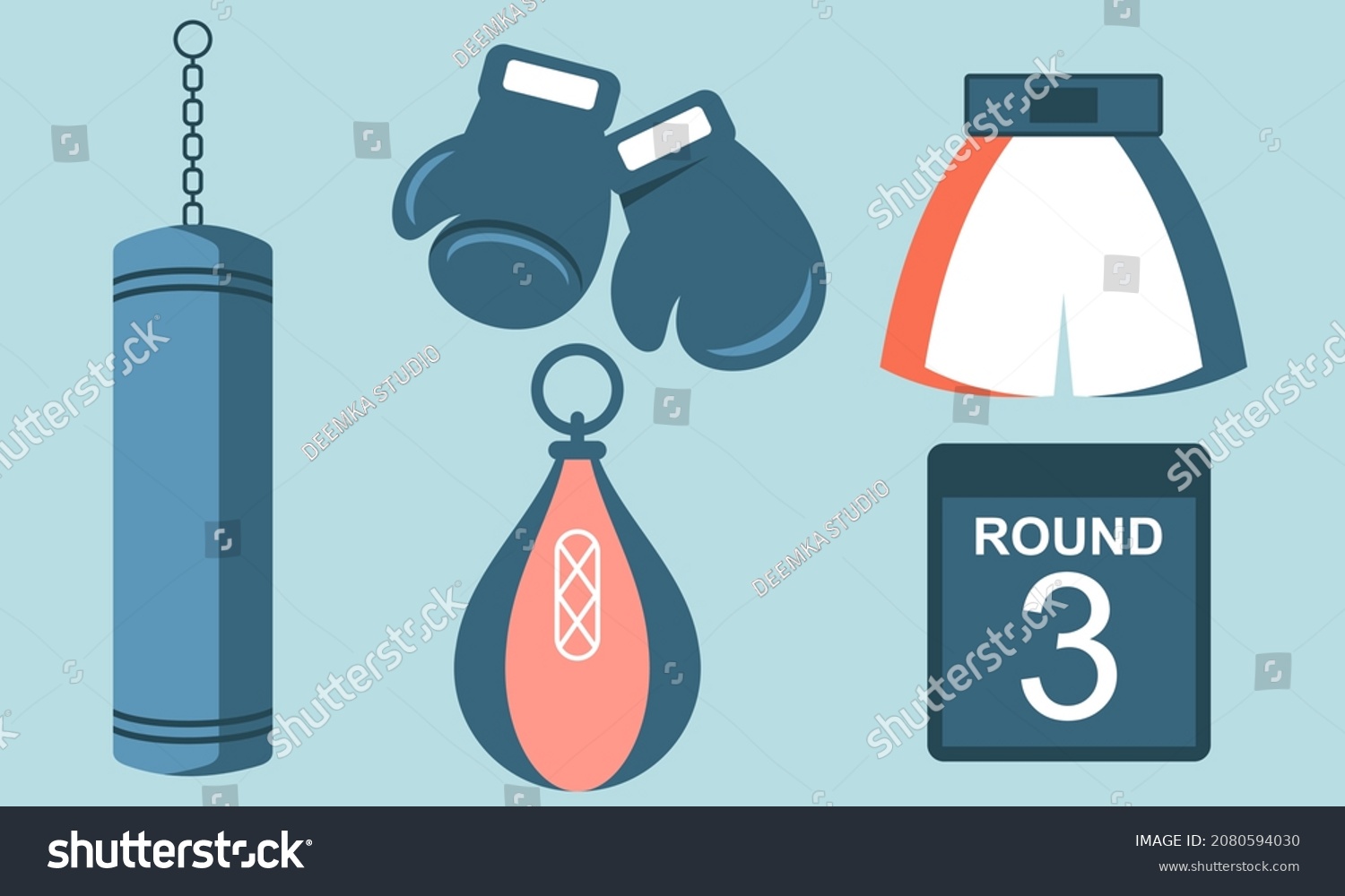 Boxing Equipment Tools Logo Vector Stock Vector (Royalty Free) 2080594030