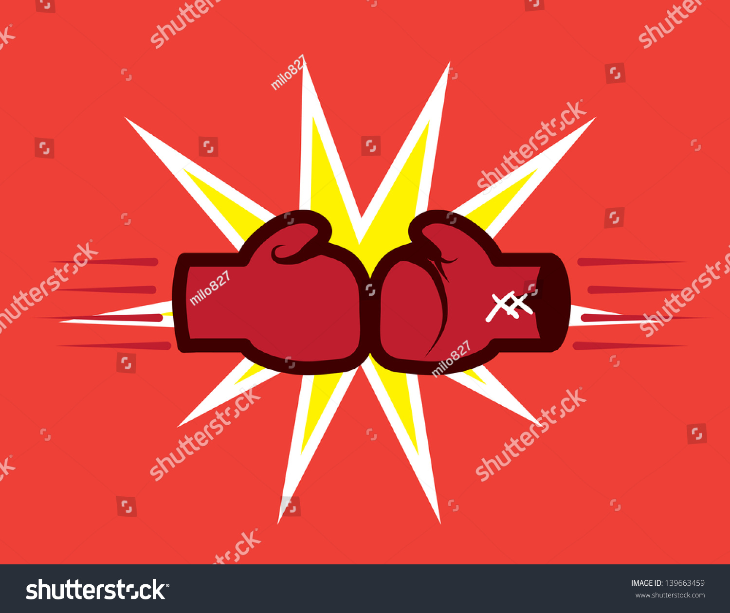 Boxing Gloves Hitting Together Explosive Background: vector de stock ...