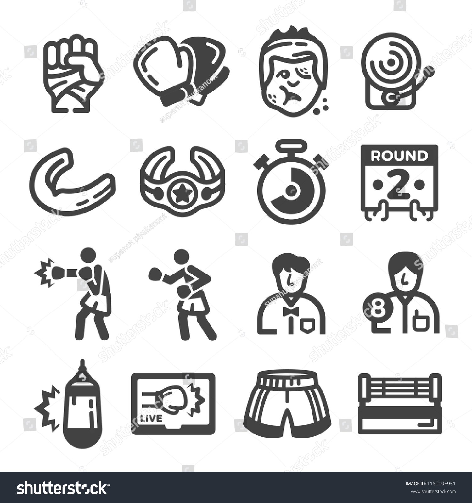 Boxing Icon Set Stock Vector (Royalty Free) 1180096951