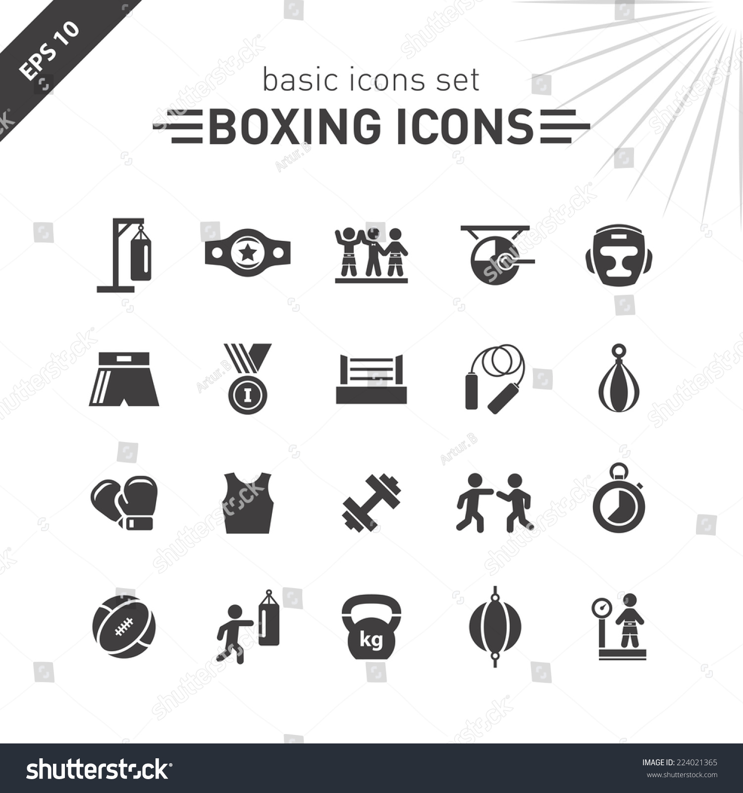 Boxing Icons Set Stock Vector (Royalty Free) 224021365