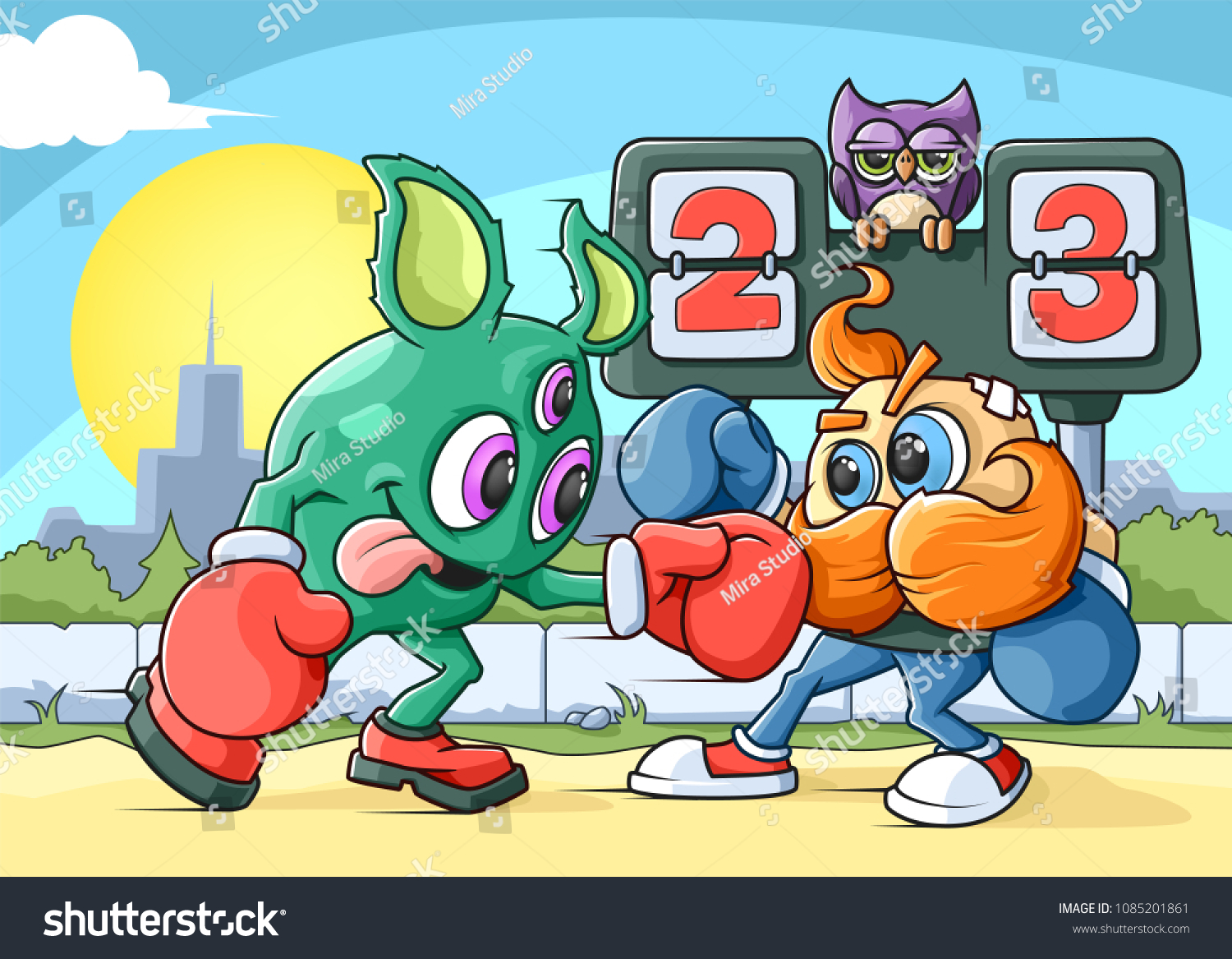 Boxing Monsters Colored Vector Illustration Stock Vector (Royalty Free ...