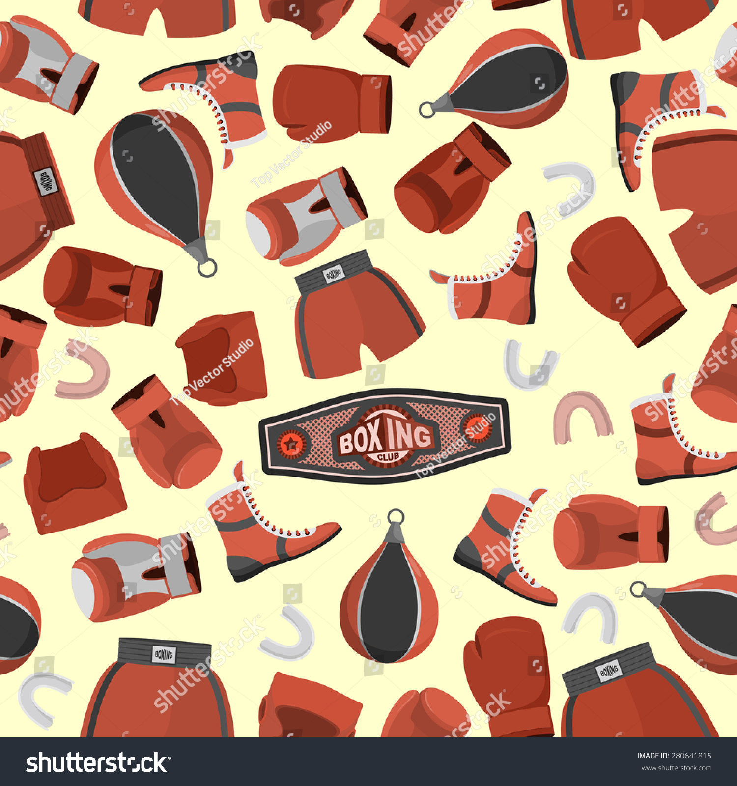 Boxing Objects Seamless Pattern Background Gloves Stock Vector (Royalty ...