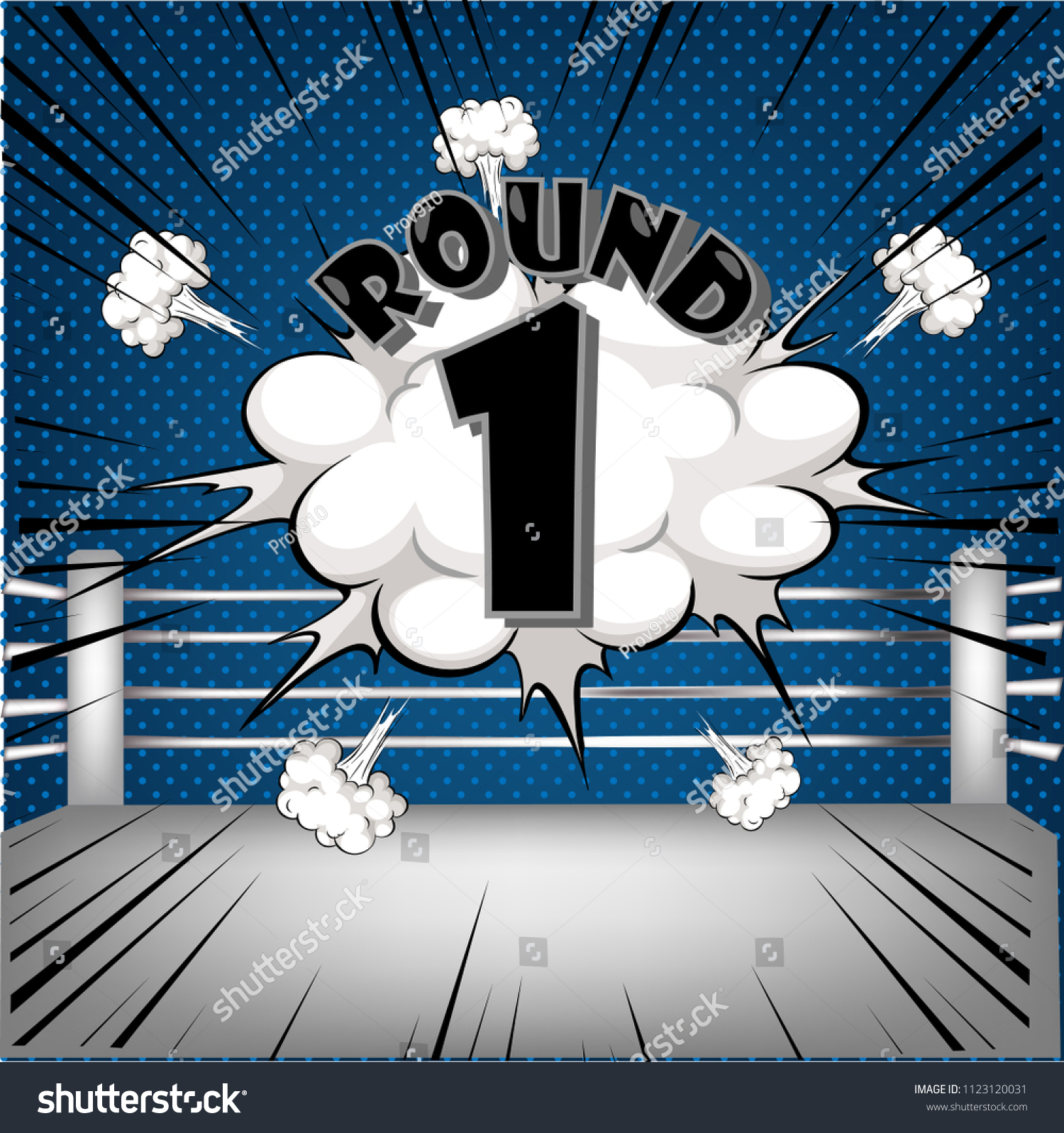 Boxing Ring Corner Comic Style Blue Stock Vector (Royalty Free ...