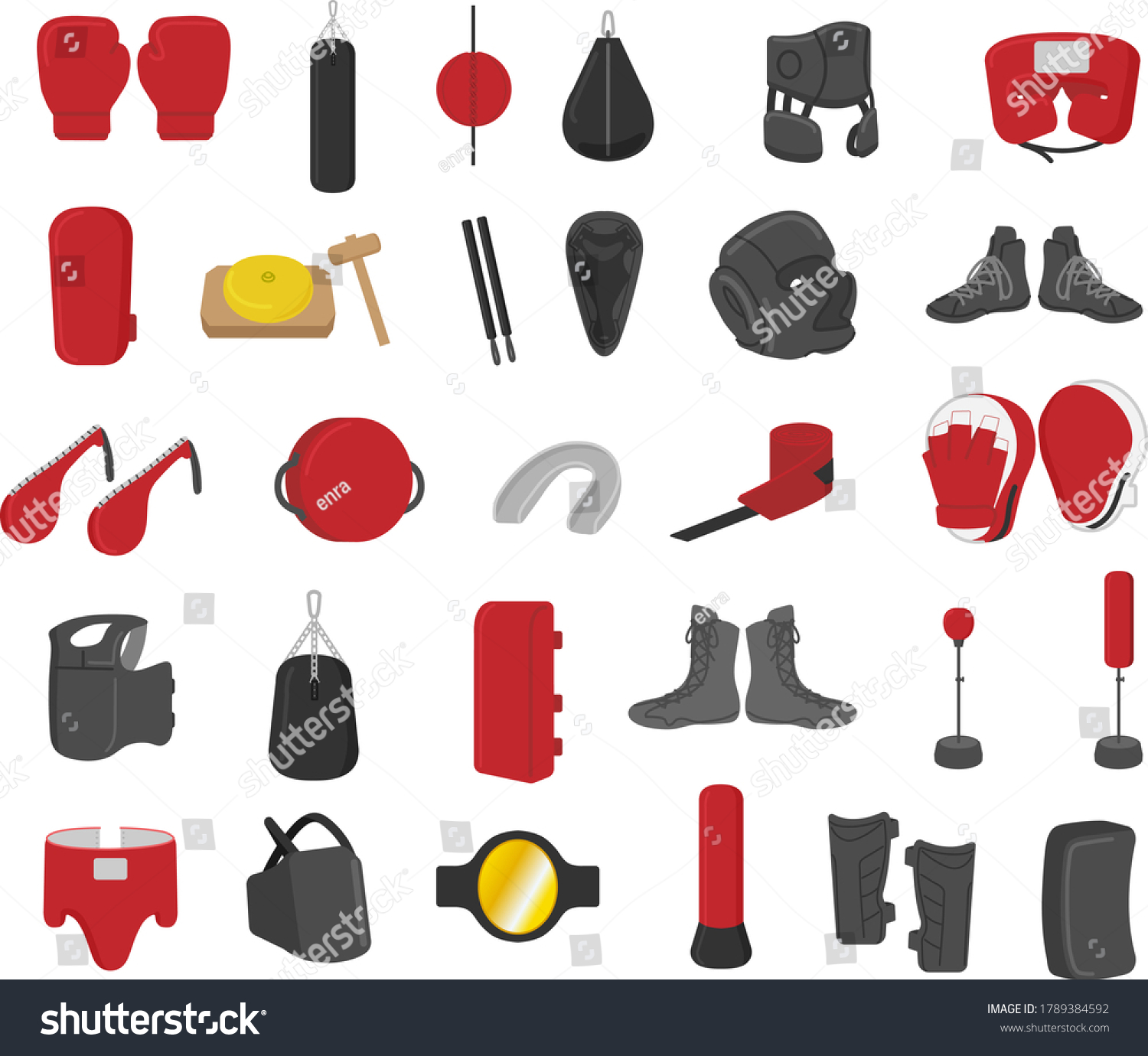 Boxing Tools Illustration Material Set Stock Vector (Royalty Free ...