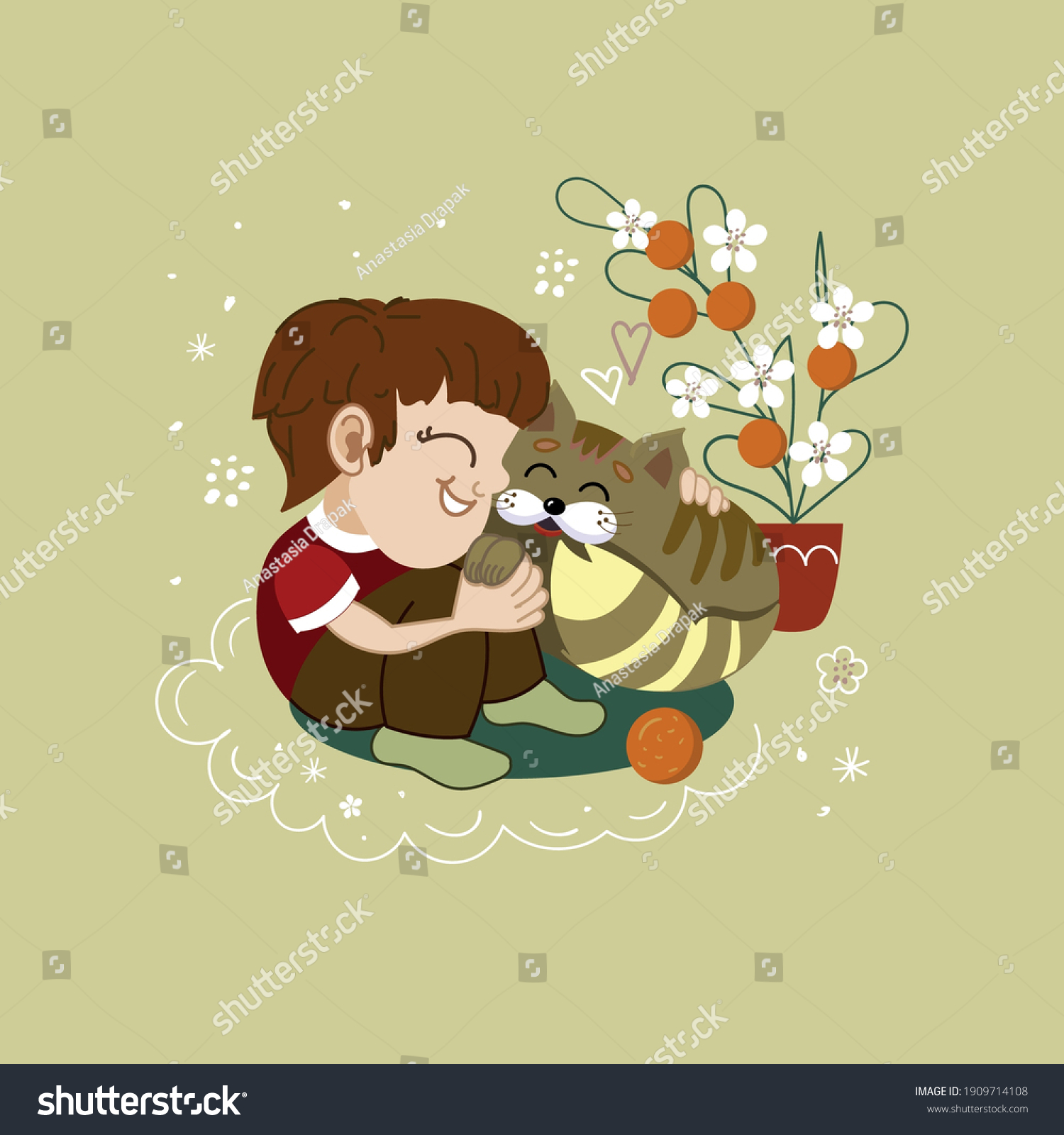 Boy Cat Vector Illustration Stock Vector (Royalty Free) 1909714108 ...