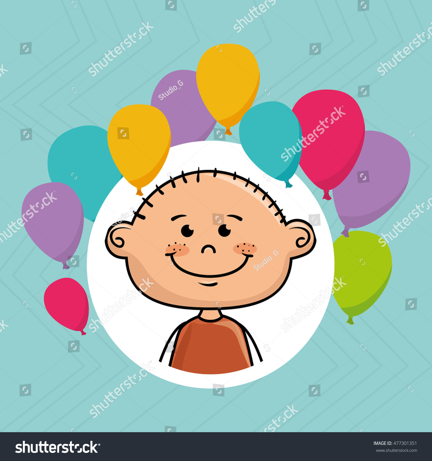 Boy Balloons Party Cartoon Stock Vector (Royalty Free) 477301351 ...