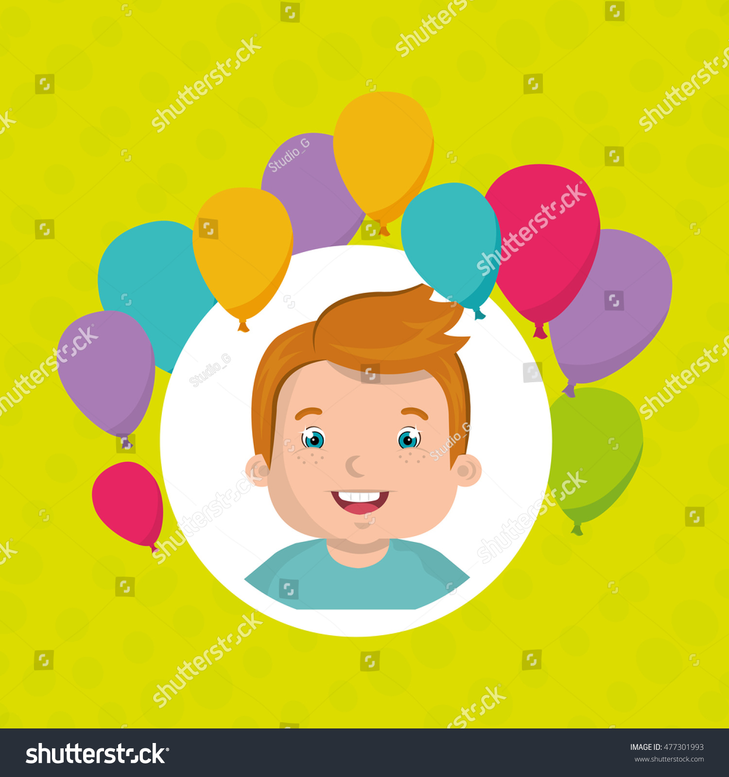 Boy Balloons Party Cartoon Stock Vector (Royalty Free) 477301993