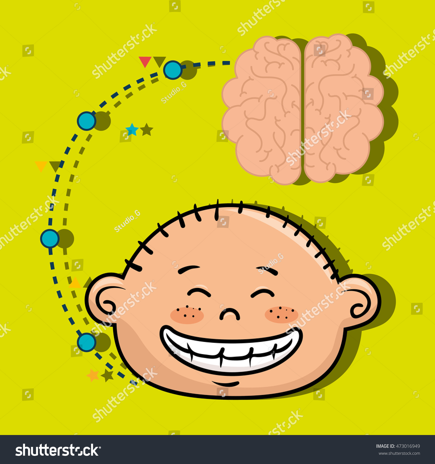 Vektor Stok Boy Cartoon Brain Idea Vector Illustration (Tanpa Royalti ...