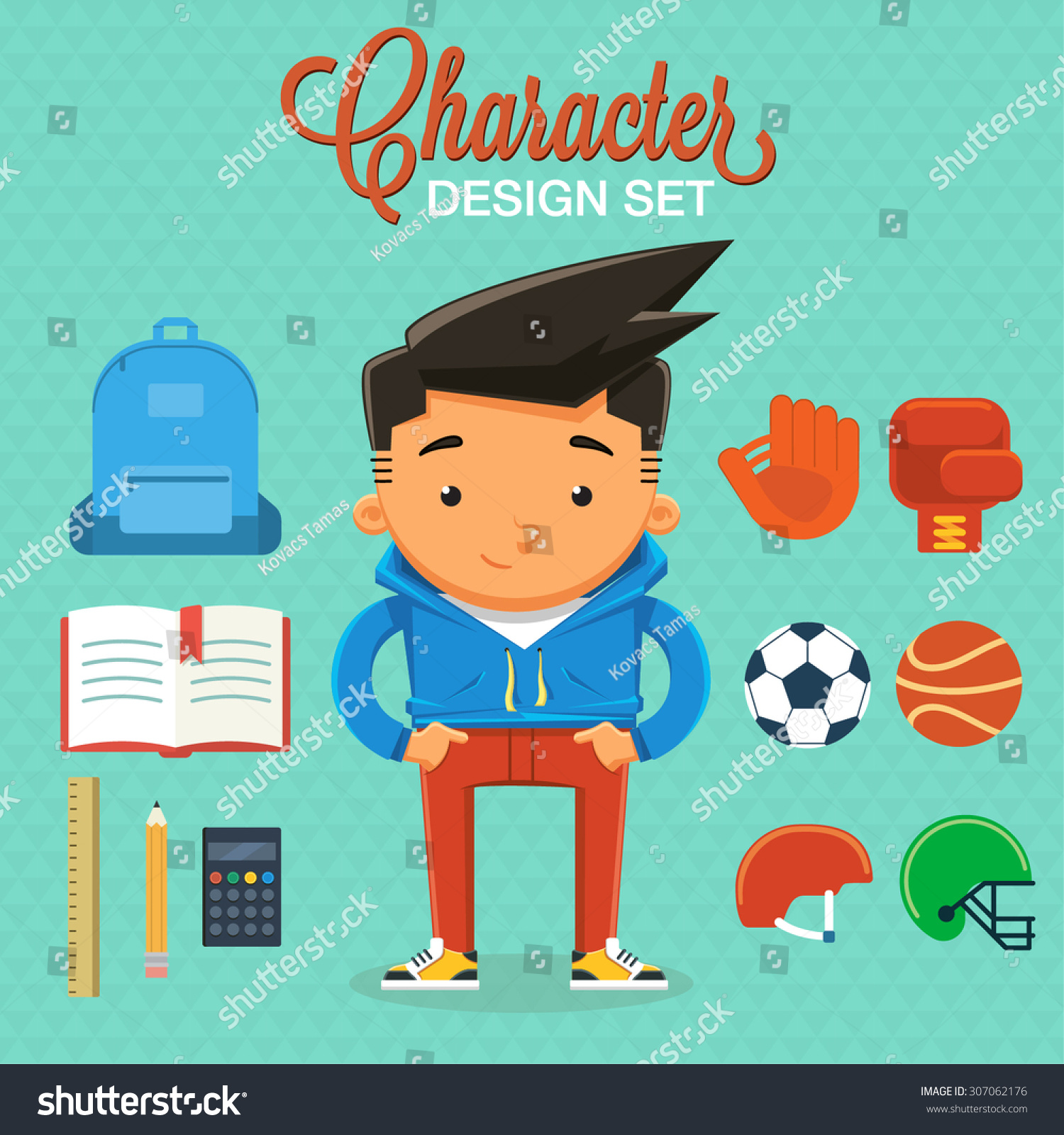 Boy Character Design Elements Accessories Vector Stock Vector (Royalty ...