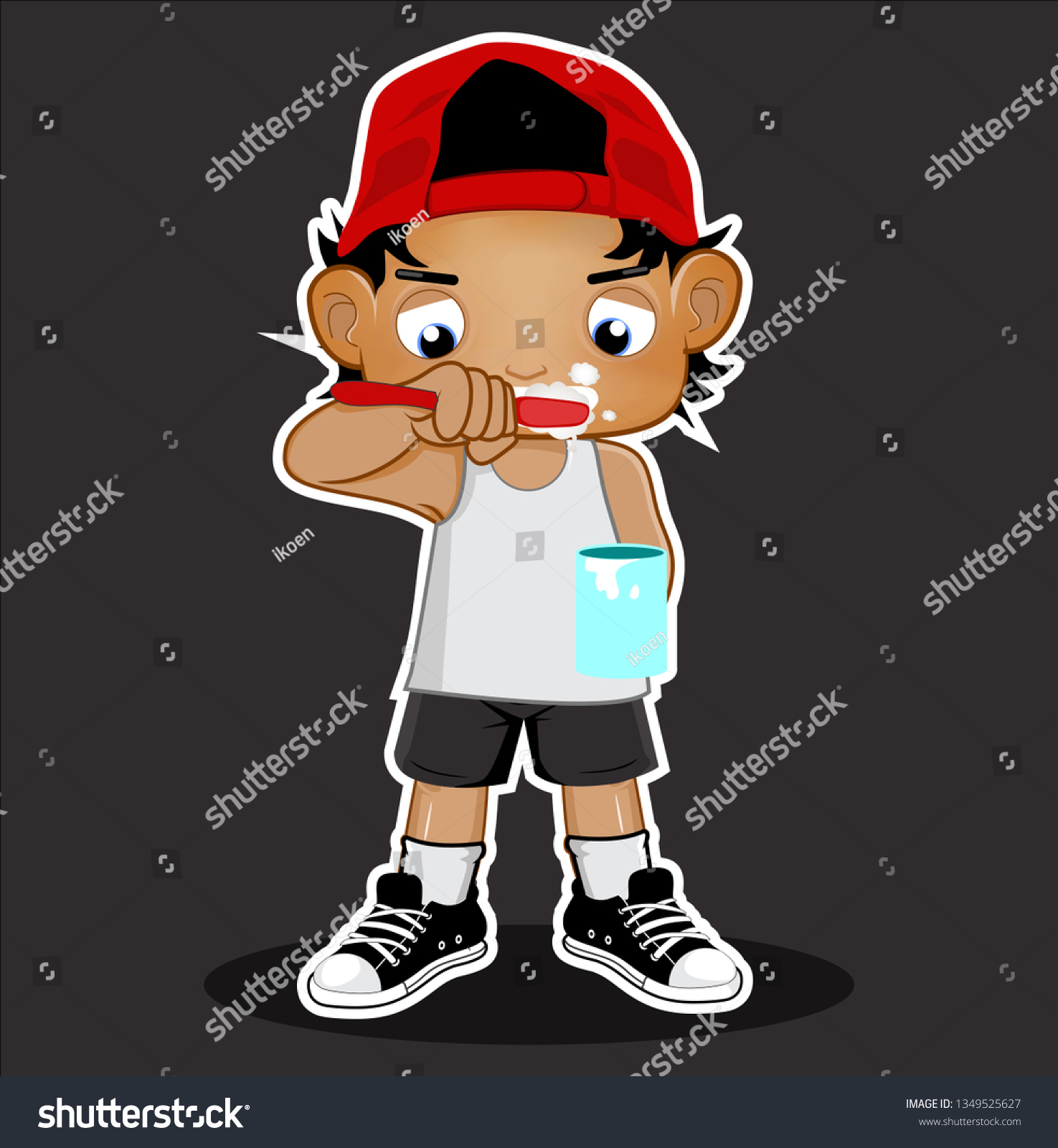 Boy Cleaning Teeth Character Cartoon Vector Stock Vector (Royalty Free ...