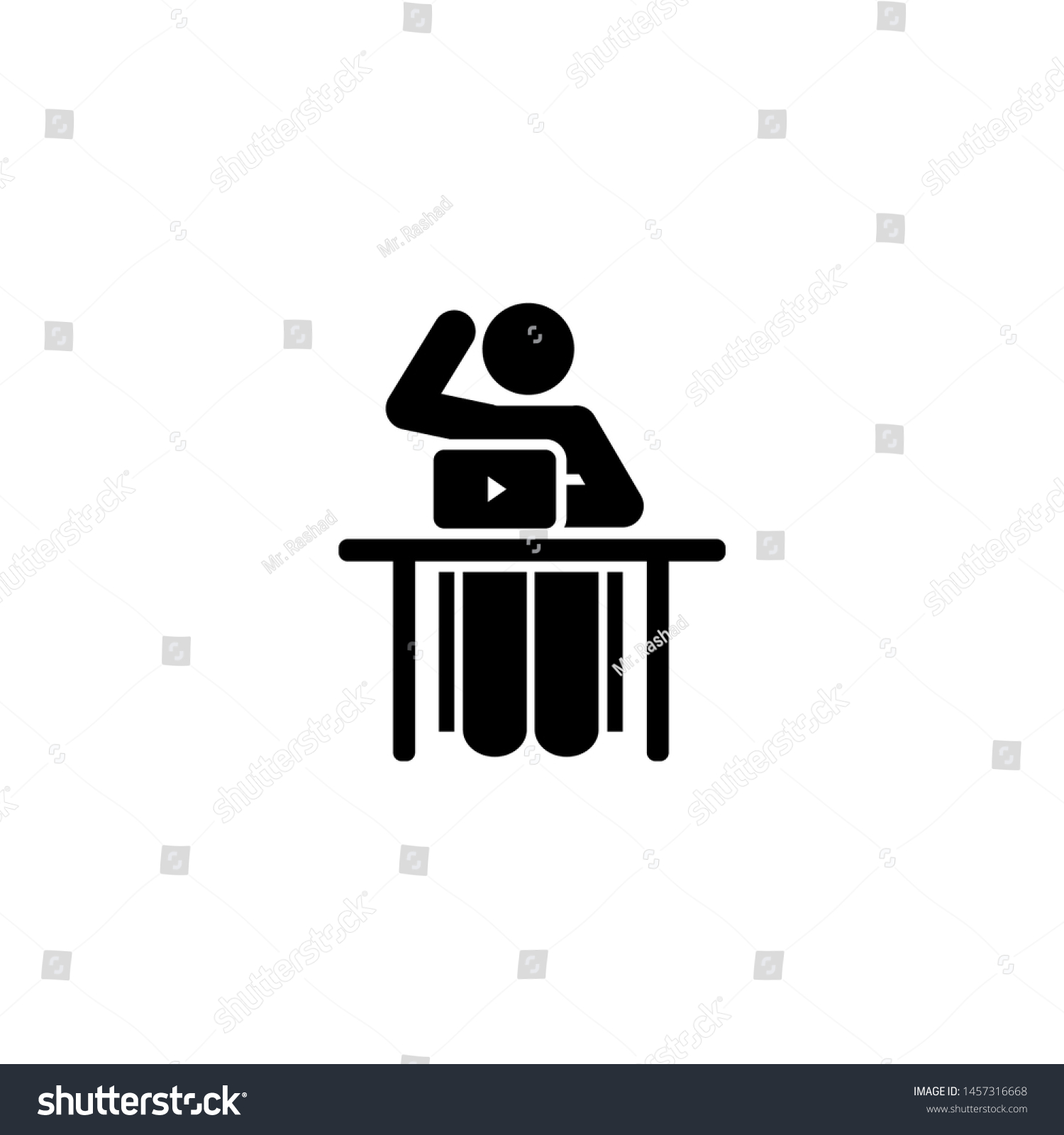 Boy Computer Lesson Class Pictogram Icon Stock Vector (Royalty Free ...