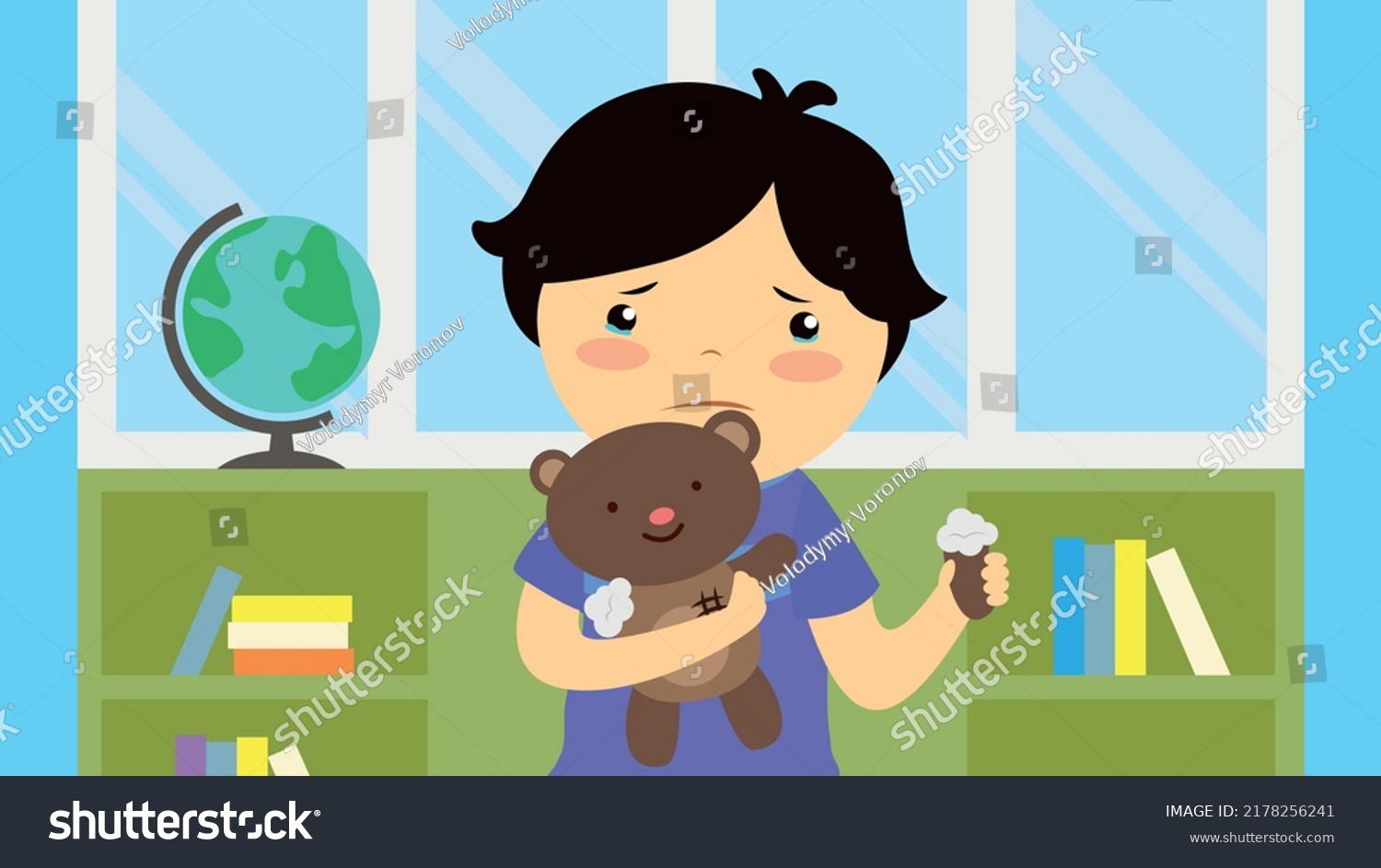 Boy Crying Over Broken Toy Stock Vector (Royalty Free) 2178256241 ...