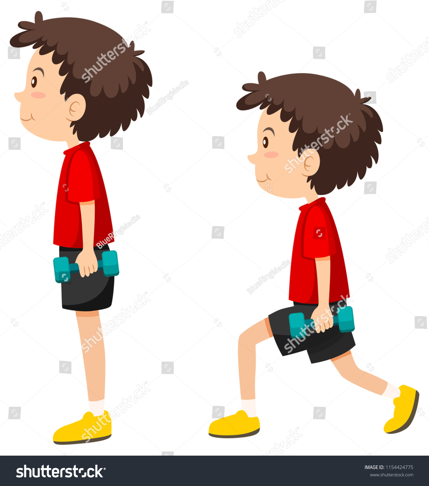 Boy Doing Lungeing Exercise Illustration Stock Vector (Royalty Free ...