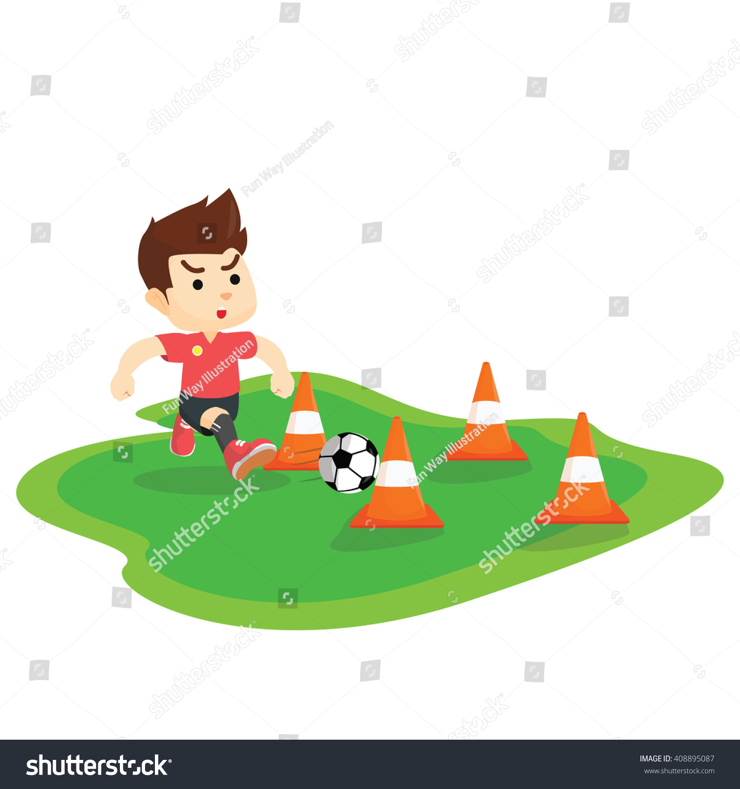 Boy Dribbling Ball Stock Vector (Royalty Free) 408895087
