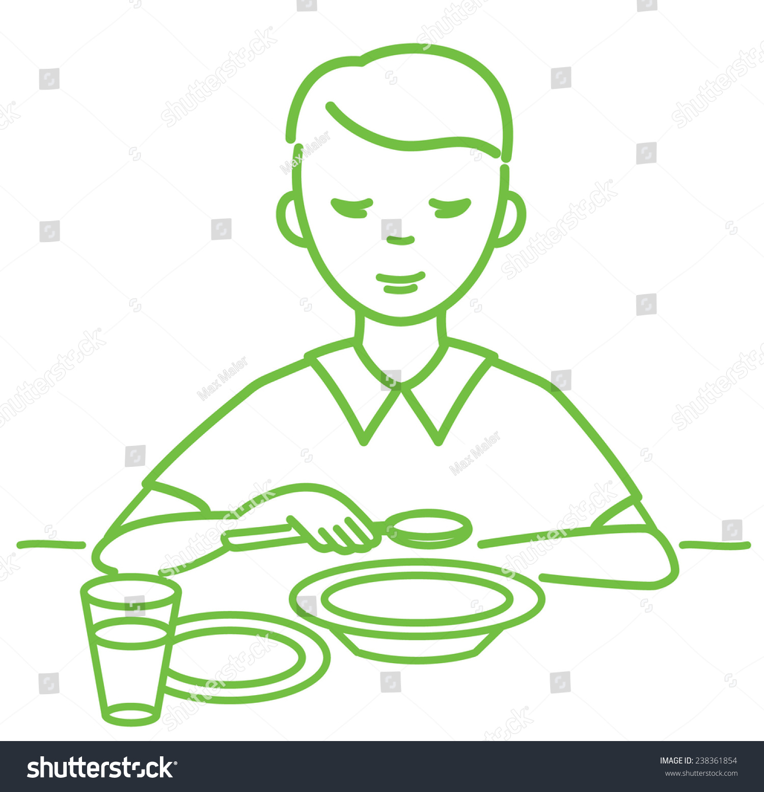Boy Eating Table Stock Vector (Royalty Free) 238361854