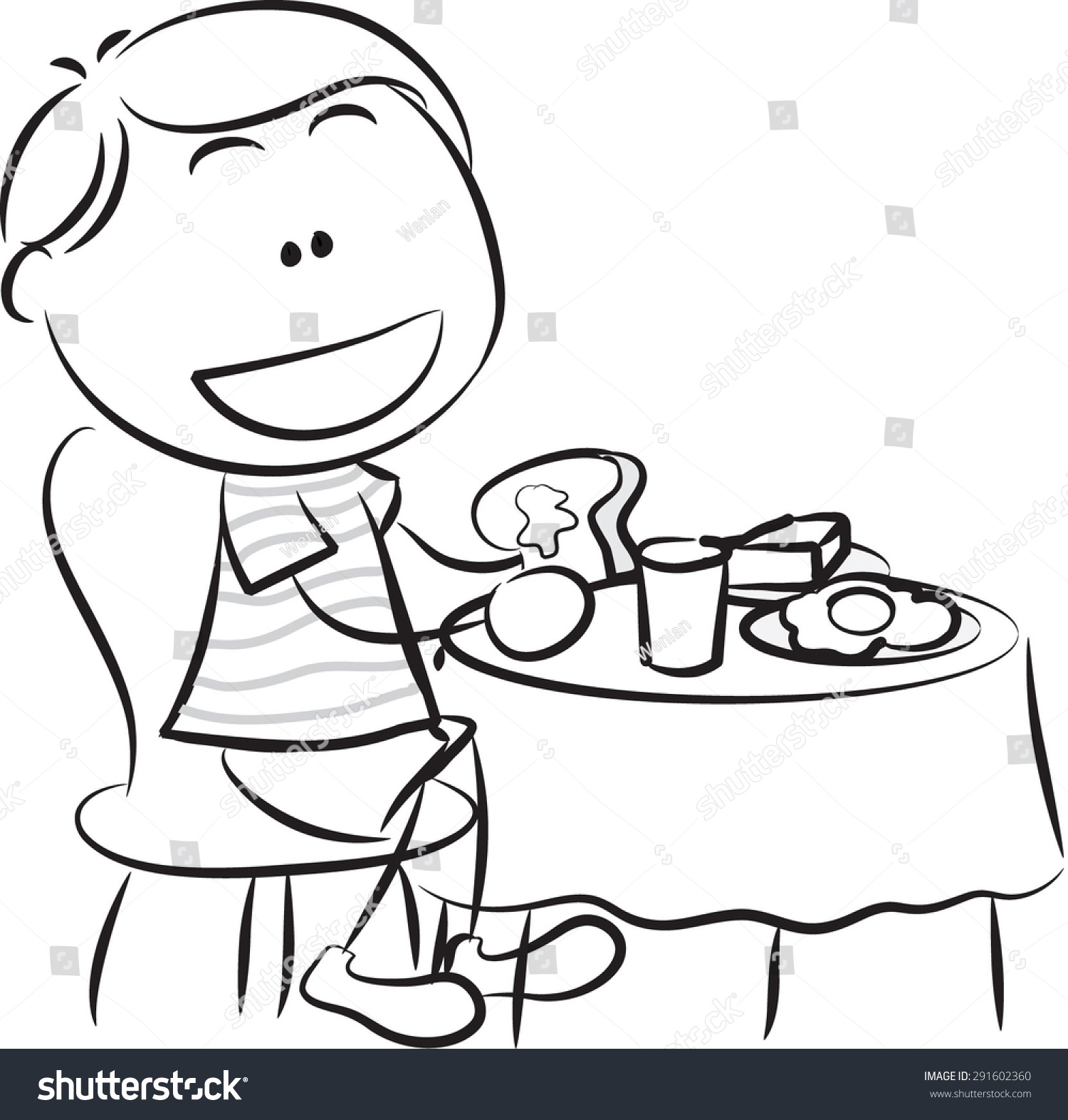 Boy Eating Breakfast Stock Vector (Royalty Free) 291602360