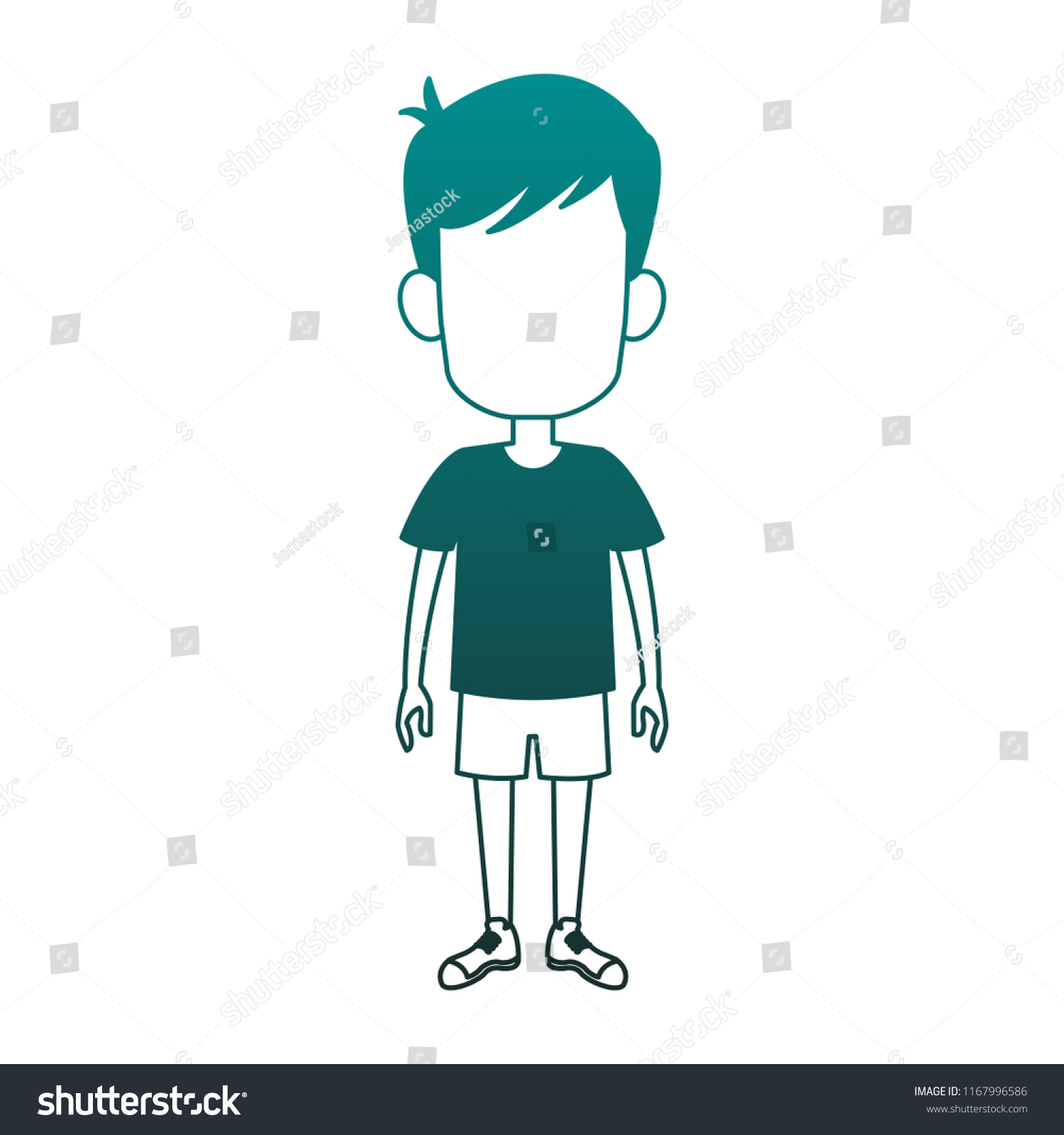 Boy Faceless Cartoon Blue Lines Stock Vector (Royalty Free) 1167996586 ...