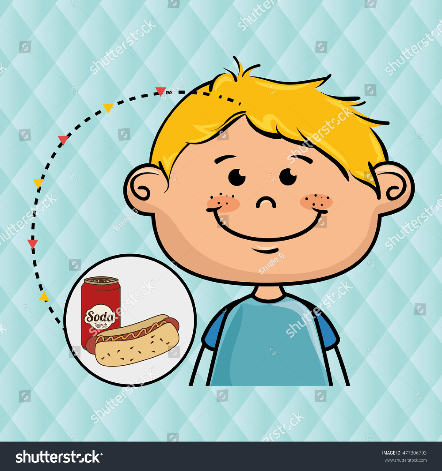 Boy Fast Food Stock Vector (Royalty Free) 477306793