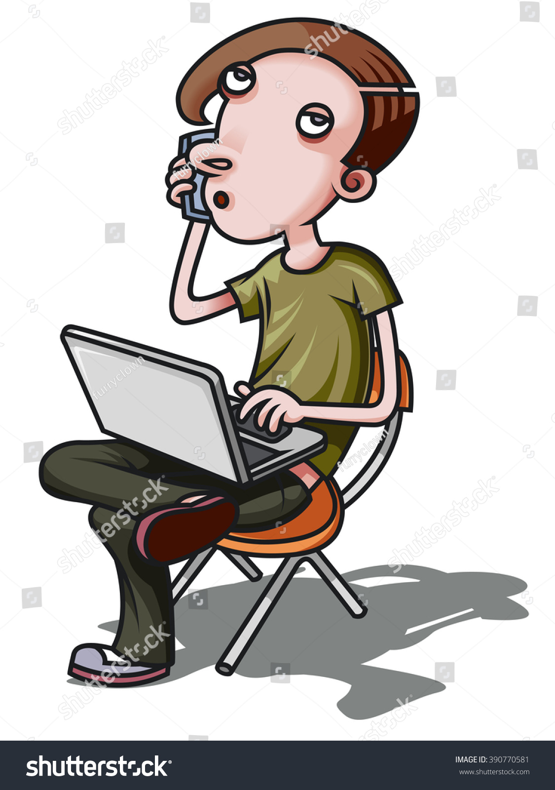 Boy Freelancer Vector Illustration Stock Vector (Royalty Free) 390770581