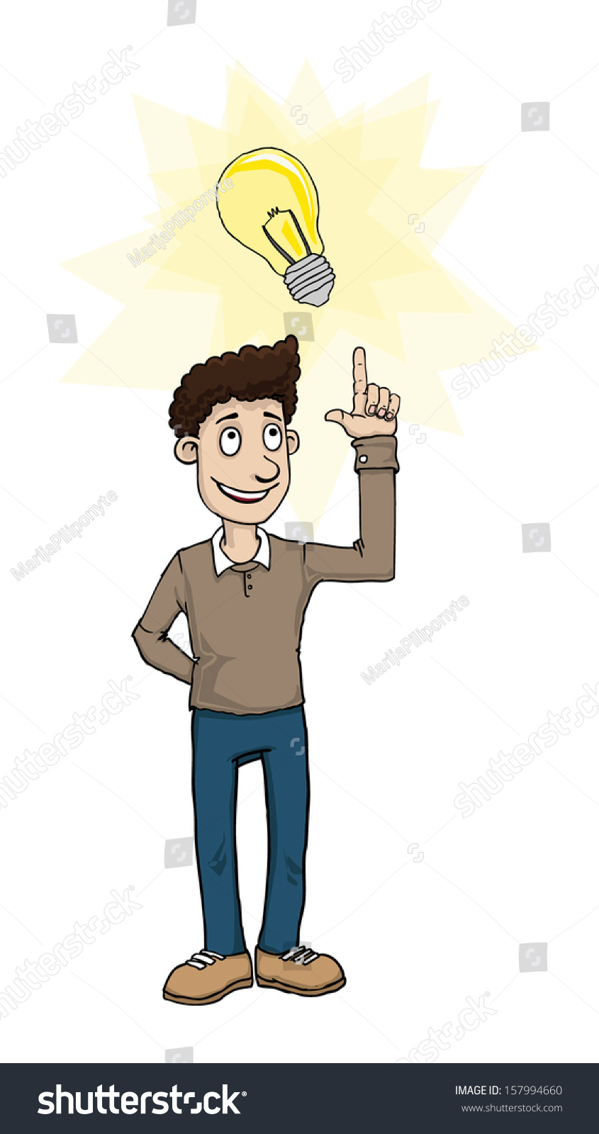 Boy Having Good Idea Vector Illustration Stock Vector (Royalty Free ...