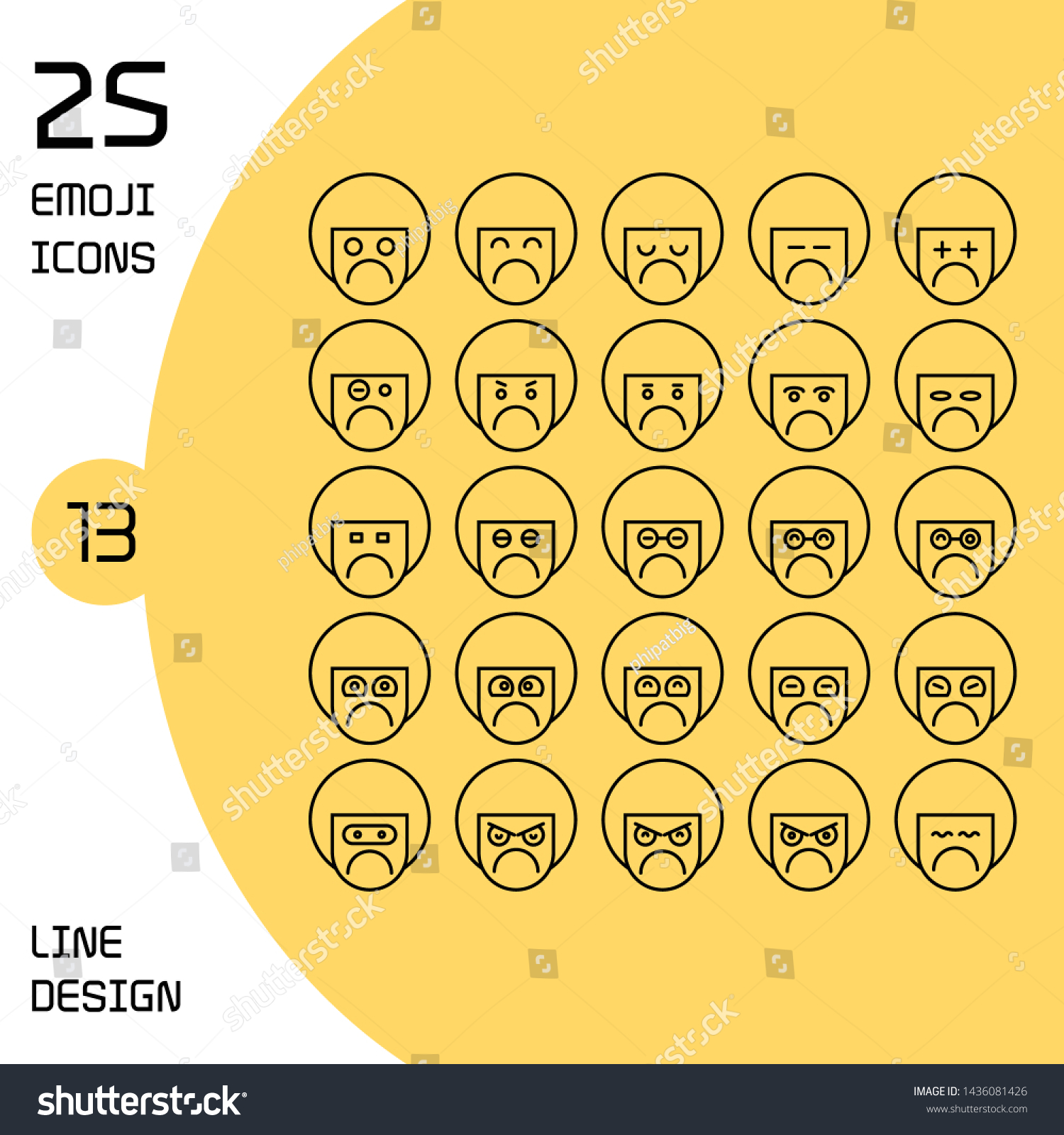 Boy Head Profile Emoticons Set Line Stock Vector (Royalty Free ...