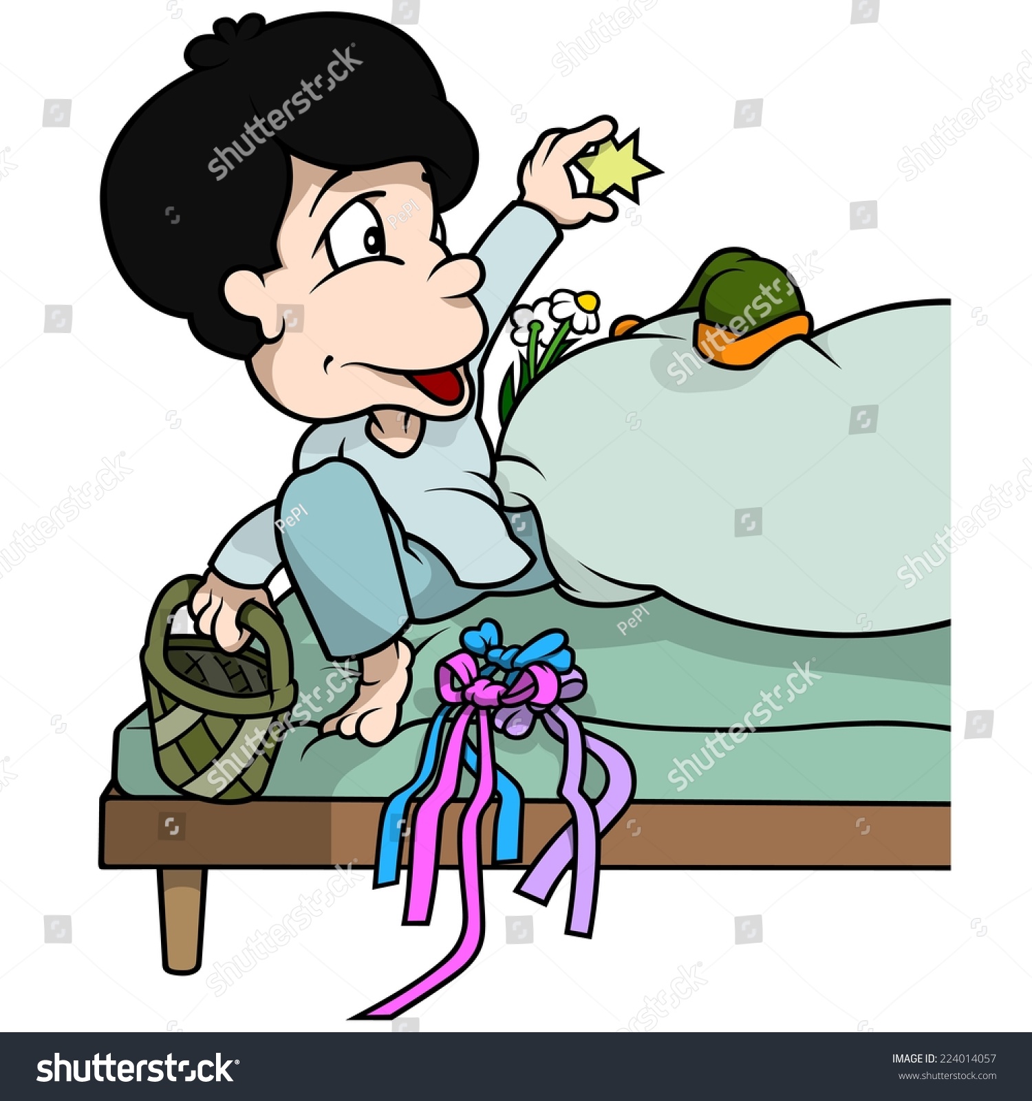 Boy Bed Cartoon Illustration Vector Stock Vector (Royalty Free) 224014057