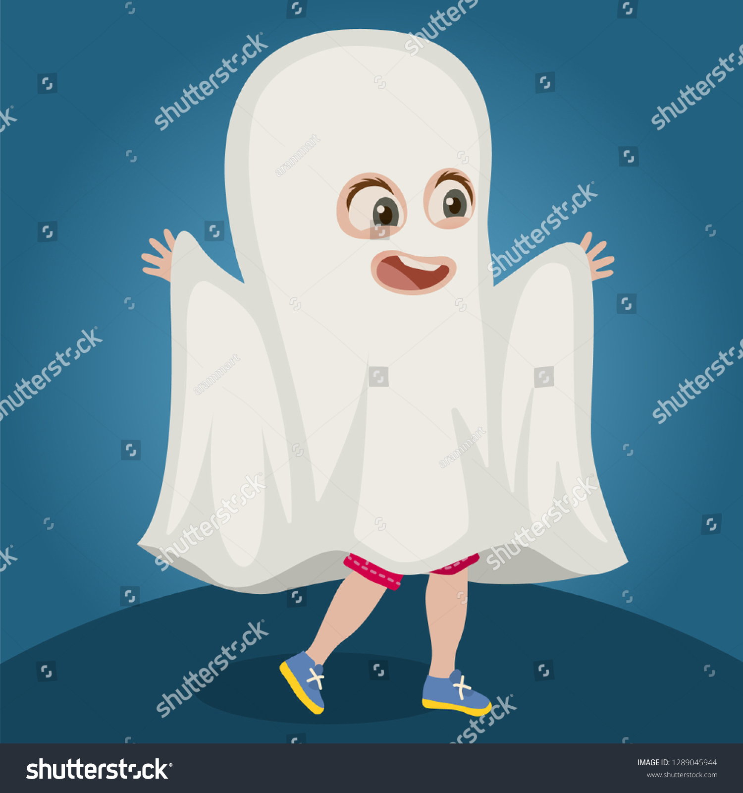 Boy Ghost Costume Stock Vector (Royalty Free) 1289045944